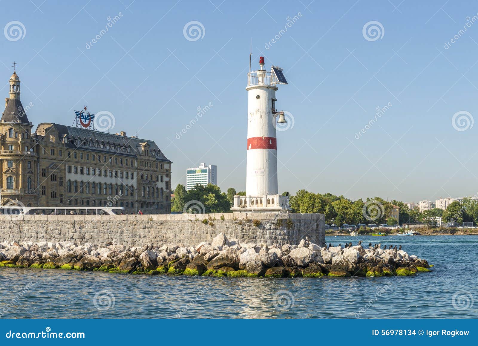 Lighthouse at Navy Pier in Istanbul at the Entrance of the Bosphorus ...