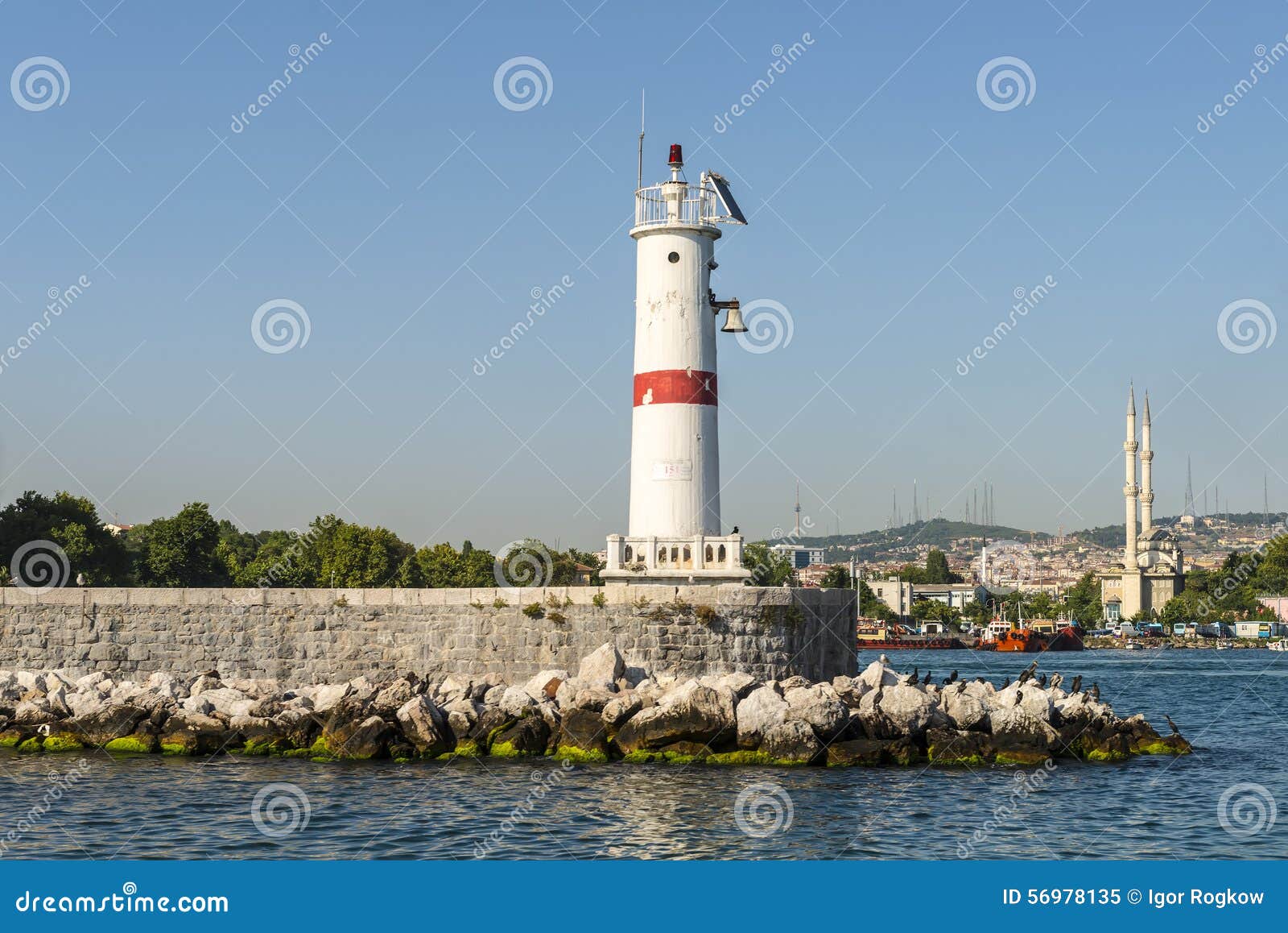 Lighthouse at Navy Pier in Istanbul at the Entrance of the Bosphorus ...