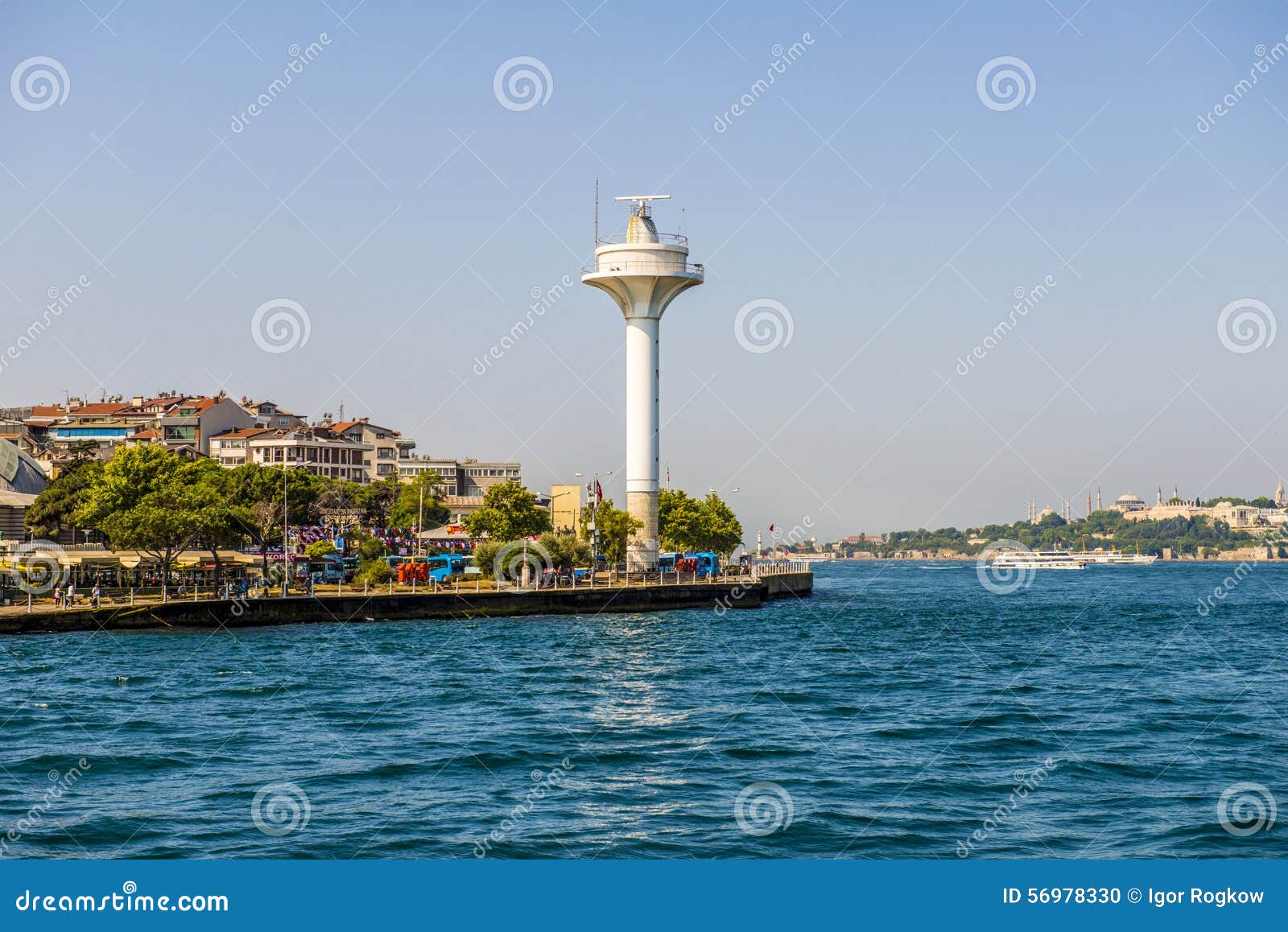 Lighthouse at Navy Pier in Istanbul at the Entrance of the Bosphorus ...