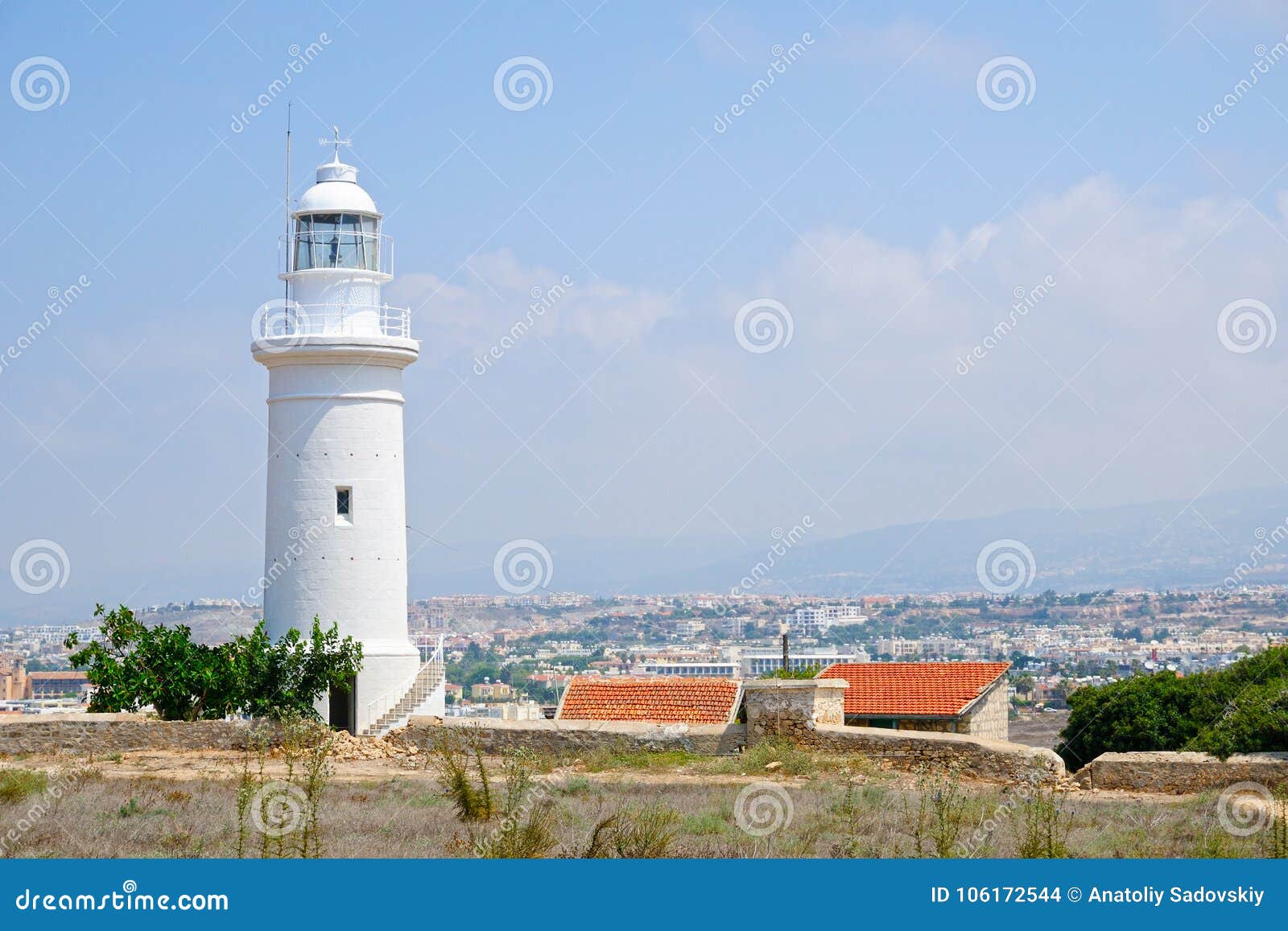 Lighthouse Near City of Paphos Stock Photo - Image of landmarks ...