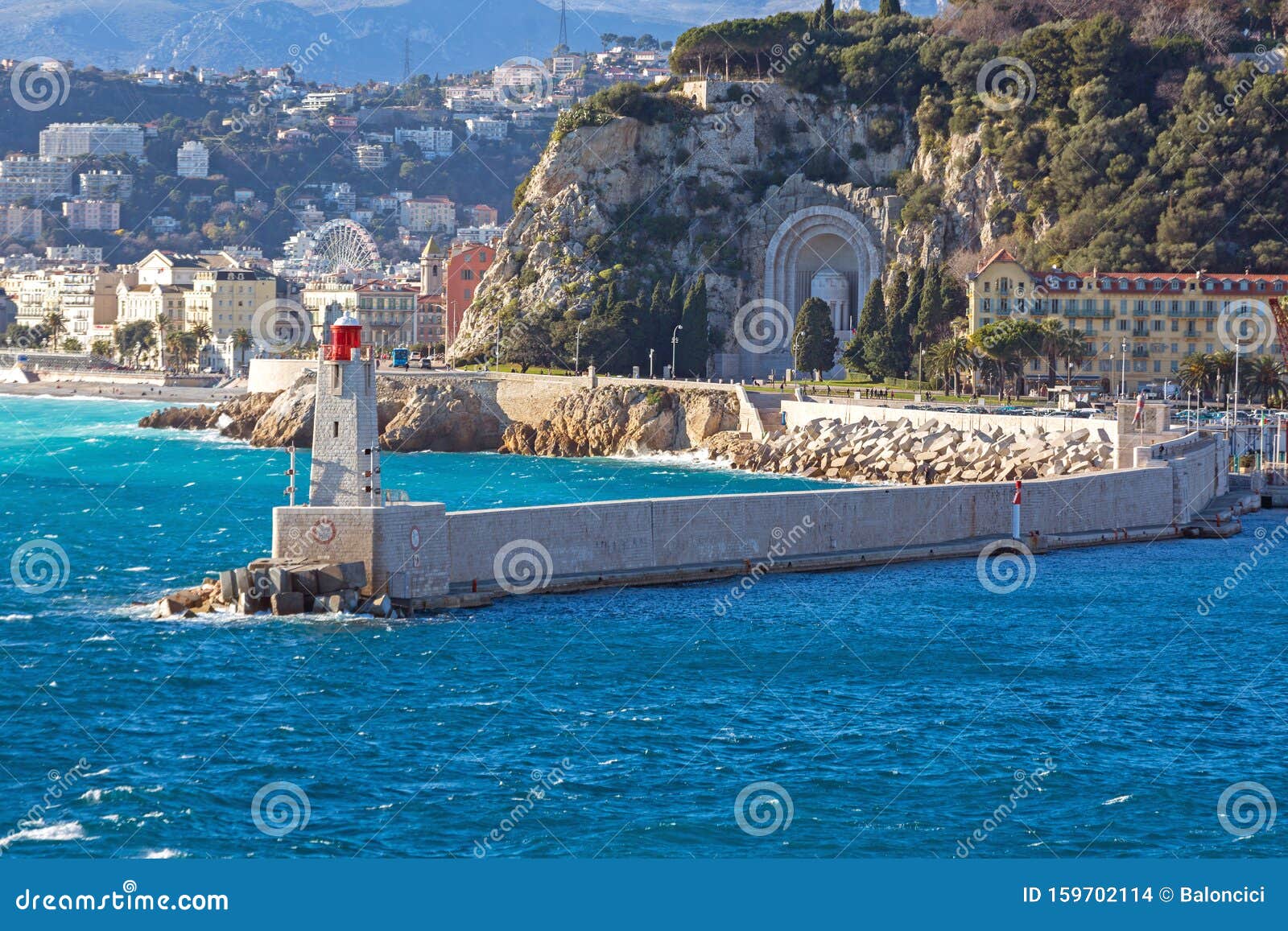 Lighthouse Nice Jetty France Stock Photo - Image of blue, nice: 159702114