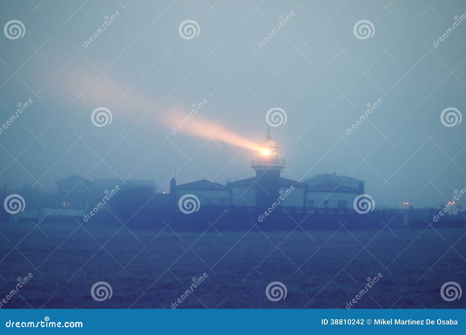 Lighthouse at Night with Fog Stock Photo - Image of nautical, house ...