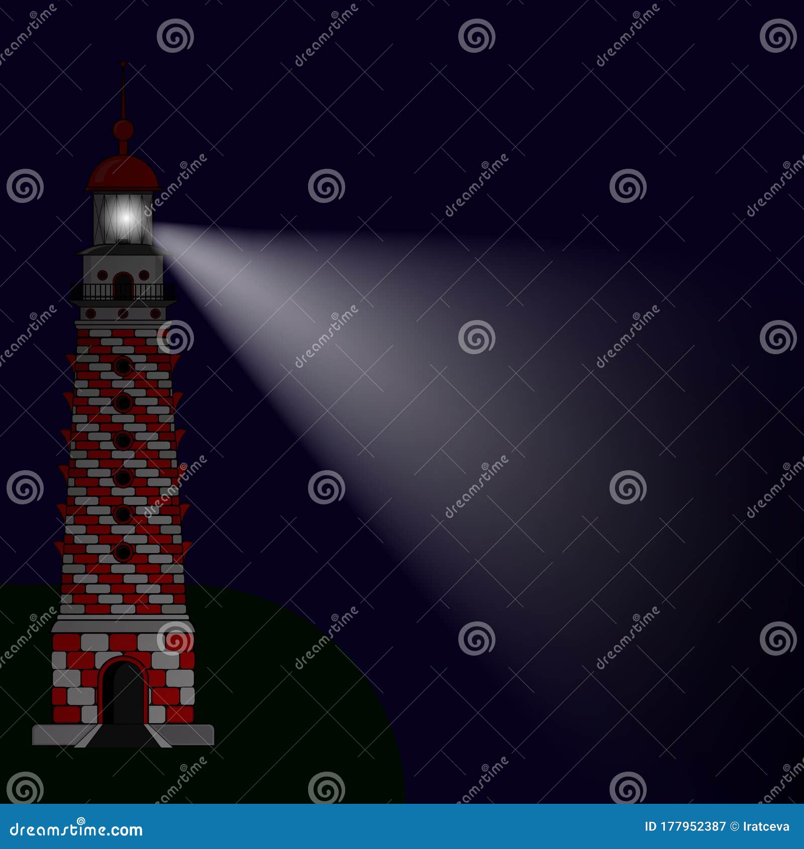 Lighthouse at Night with a Ray of Light Stock Vector - Illustration of ...