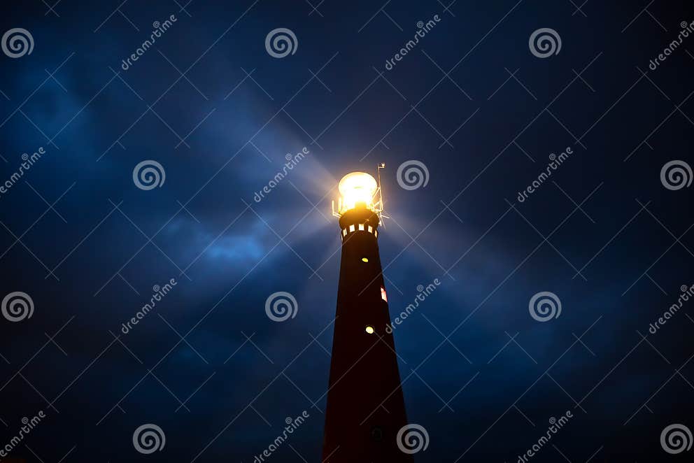 Lighthouse at Night on Schiermonnikoog Stock Image - Image of travel ...