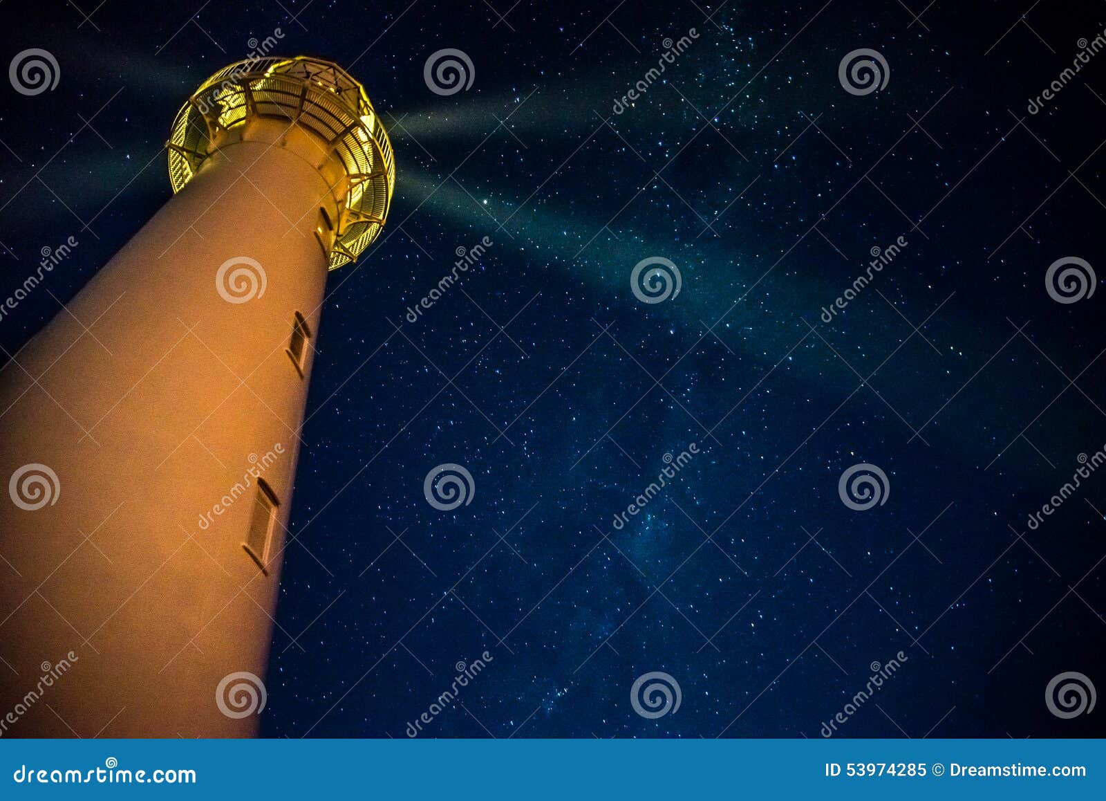 Lighthouse at night stock image. Image of stars, beacon - 53974285