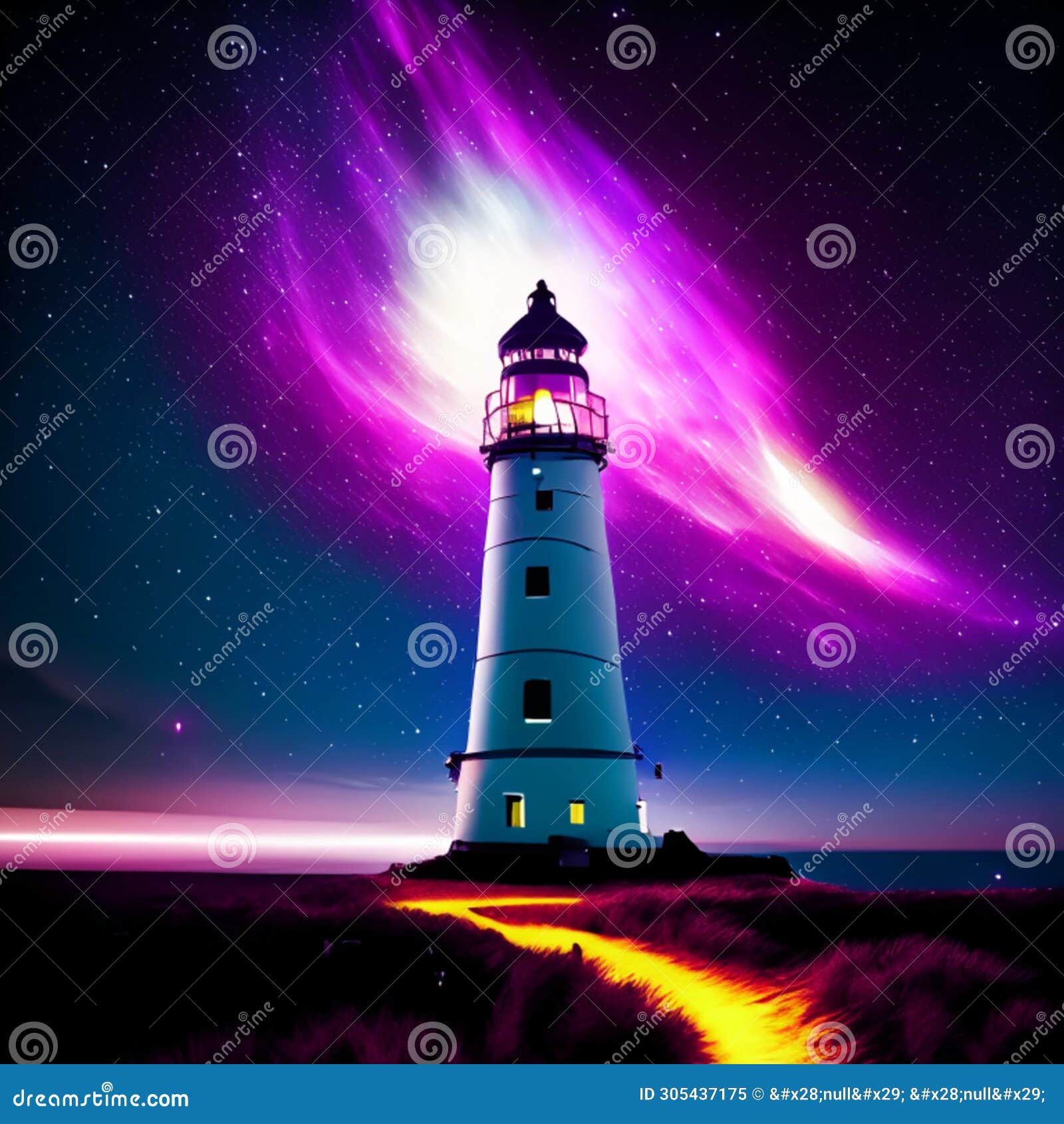 Lighthouse in the Night Sky. Vector Illustration. Eps 10 Stock ...