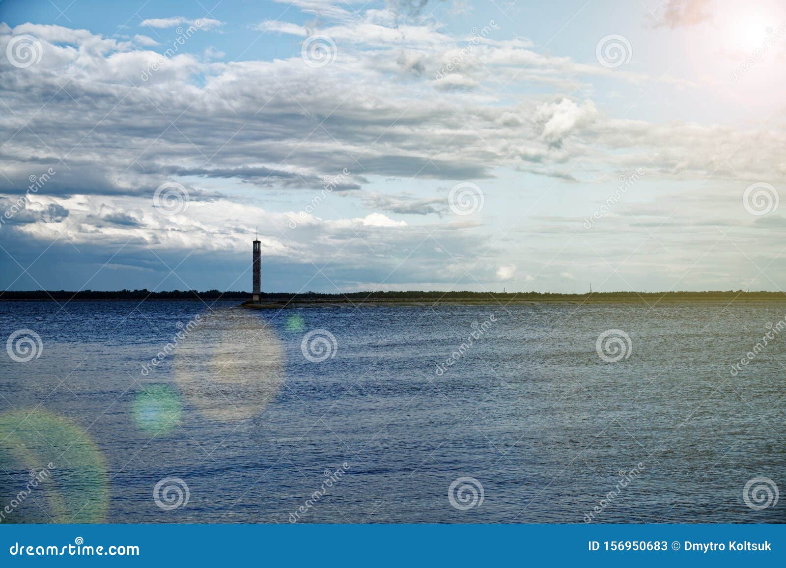 Lighthouse or Old Beacon Under Storm Clouds Stock Image - Image of blue ...
