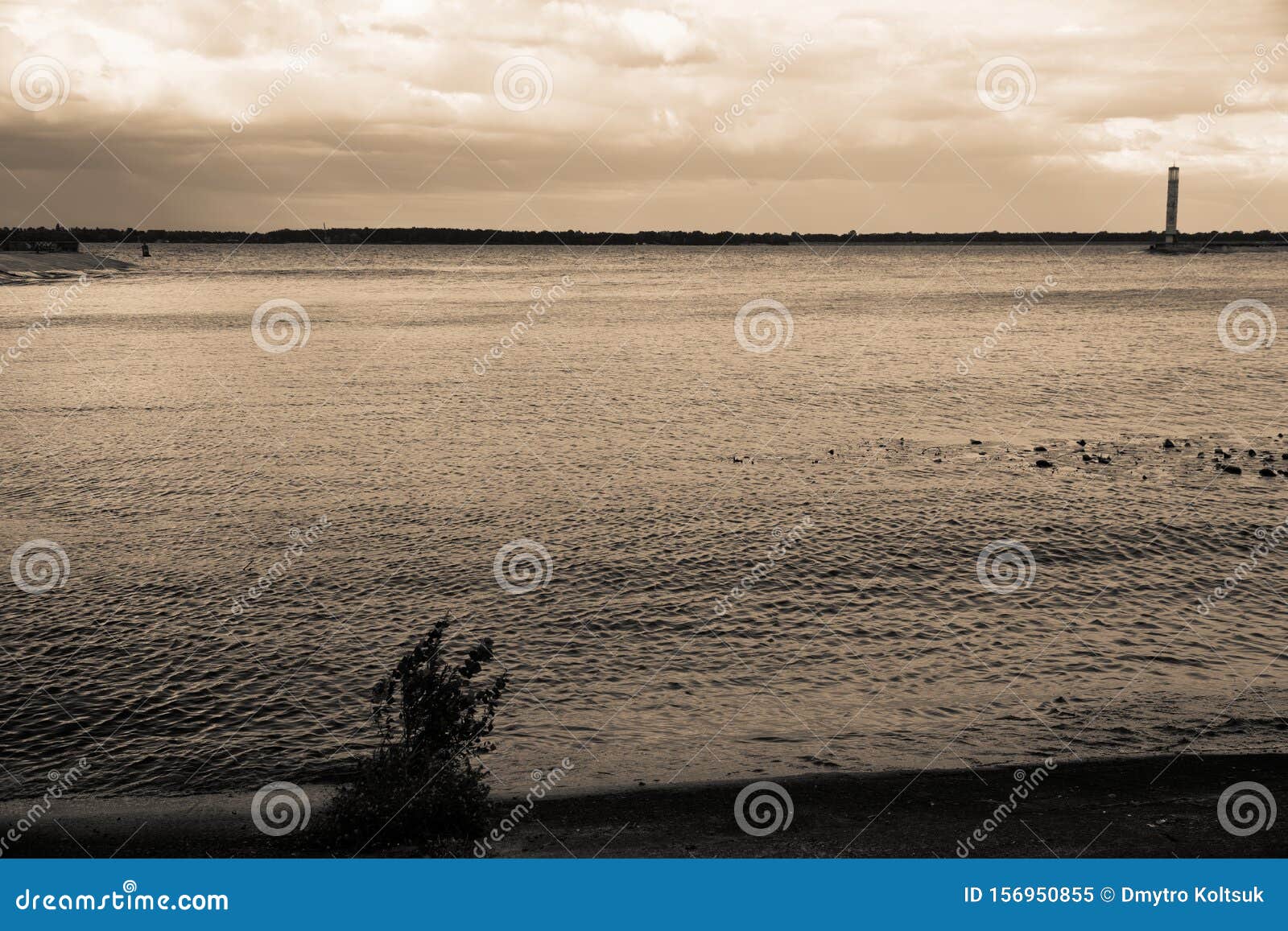 Lighthouse or Old Beacon Under Storm Clouds Stock Image - Image of ...