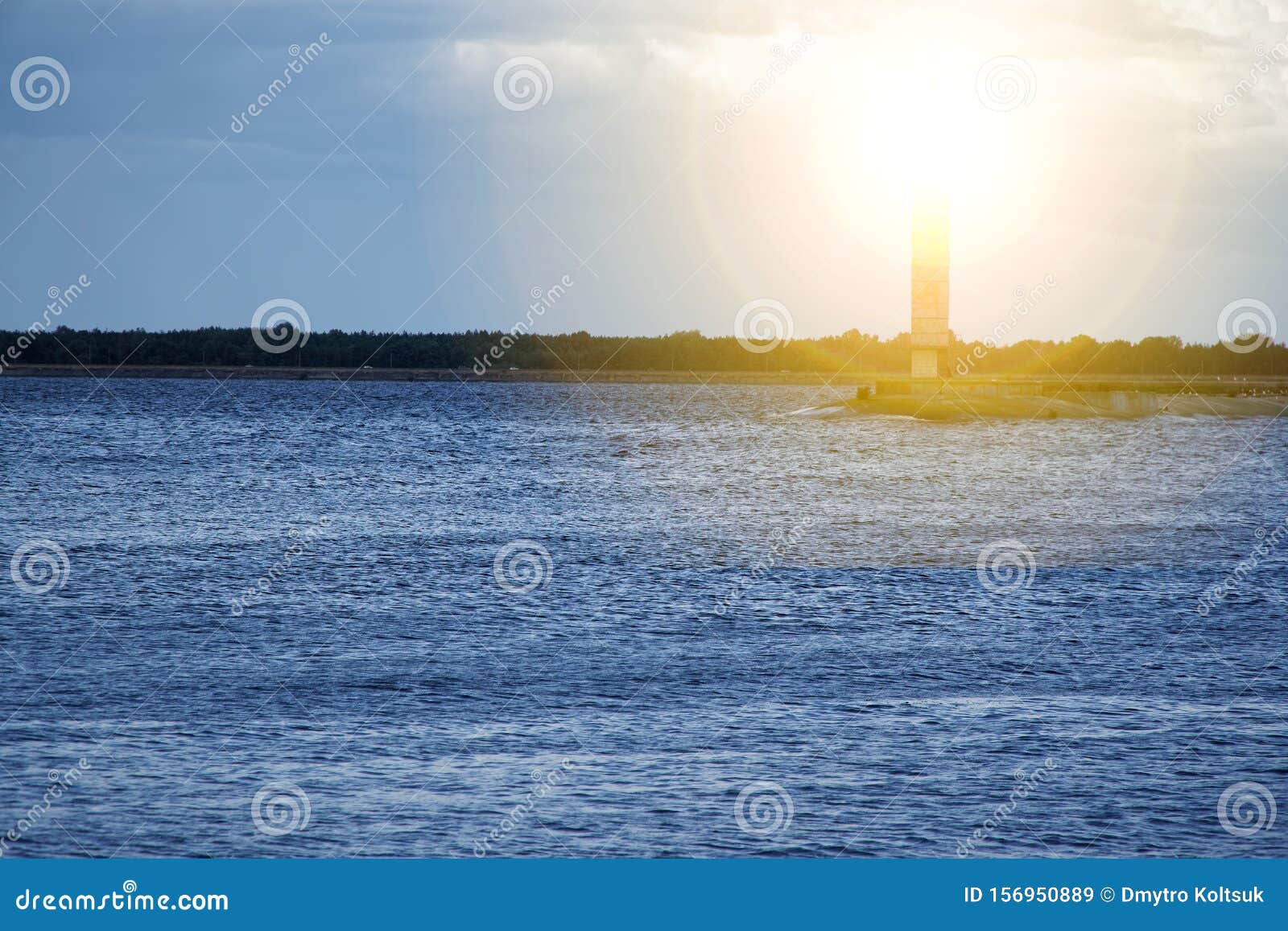 Lighthouse or Old Beacon Under Storm Clouds Stock Image - Image of ...