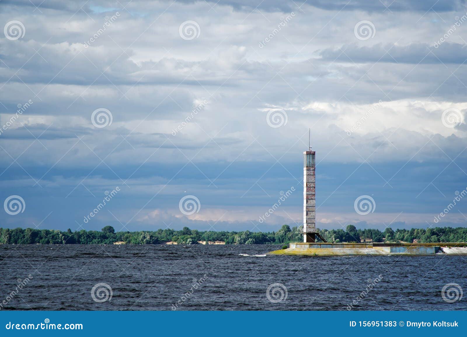 Lighthouse or Old Beacon Under Storm Clouds Stock Image - Image of ...