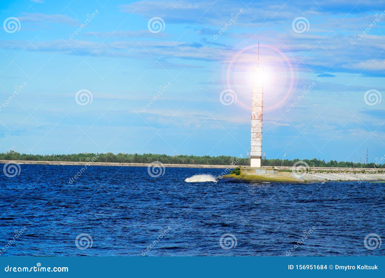 Lighthouse or Old Beacon Under Storm Clouds Stock Photo - Image of ...