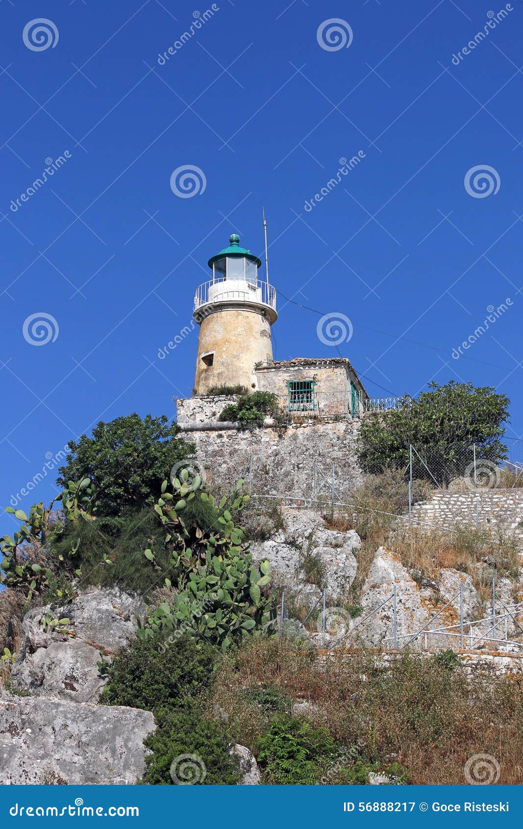 Lighthouse Old Fortress Corfu Stock Image - Image of greek, destination ...