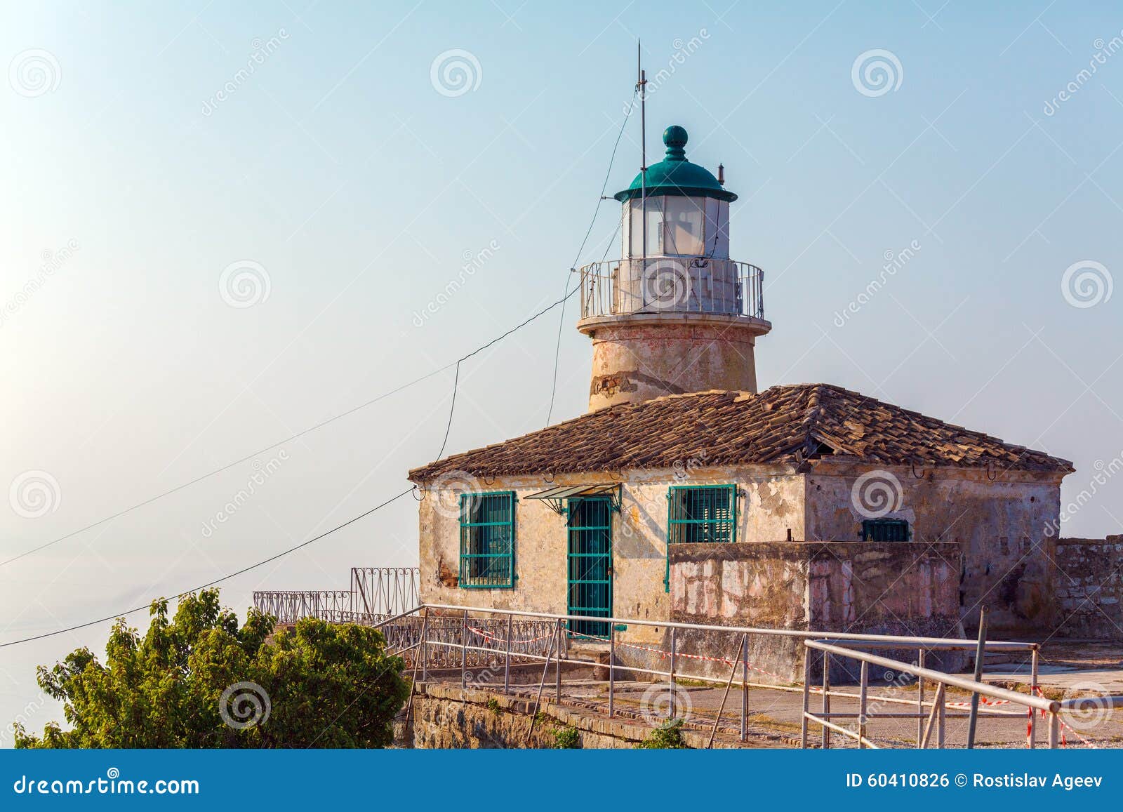 Lighthouse at Old Fortress in Kerkyra, Corfu Island Stock Photo - Image ...