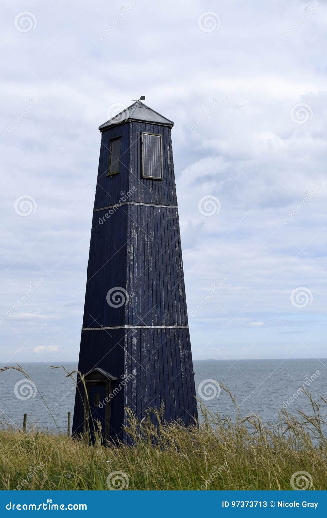 Weathered Old Wooden Lighthouse Stock Image - Image of vintage ...