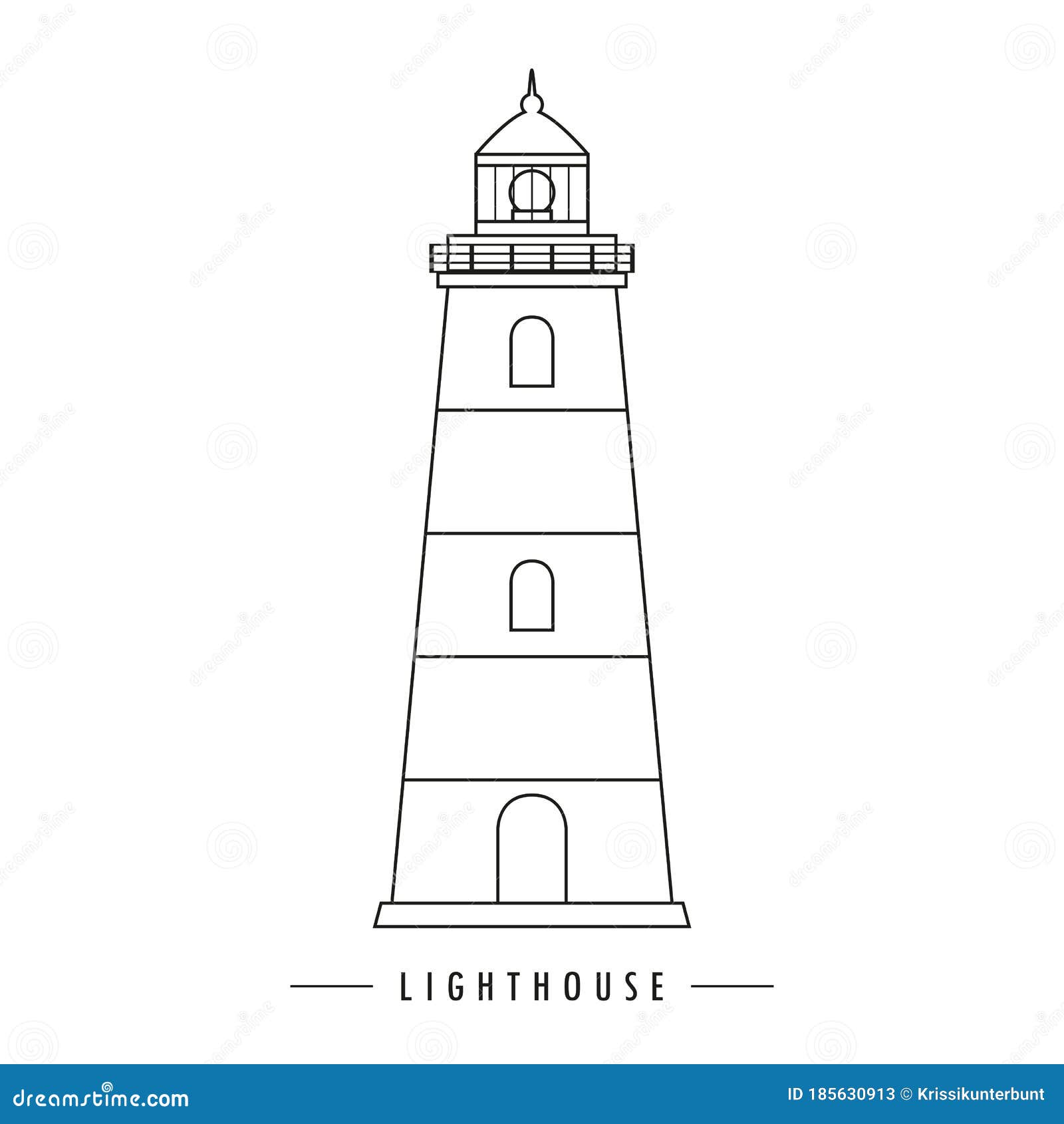 Lighthouse Outline Drawing Isolated on White Stock Vector ...