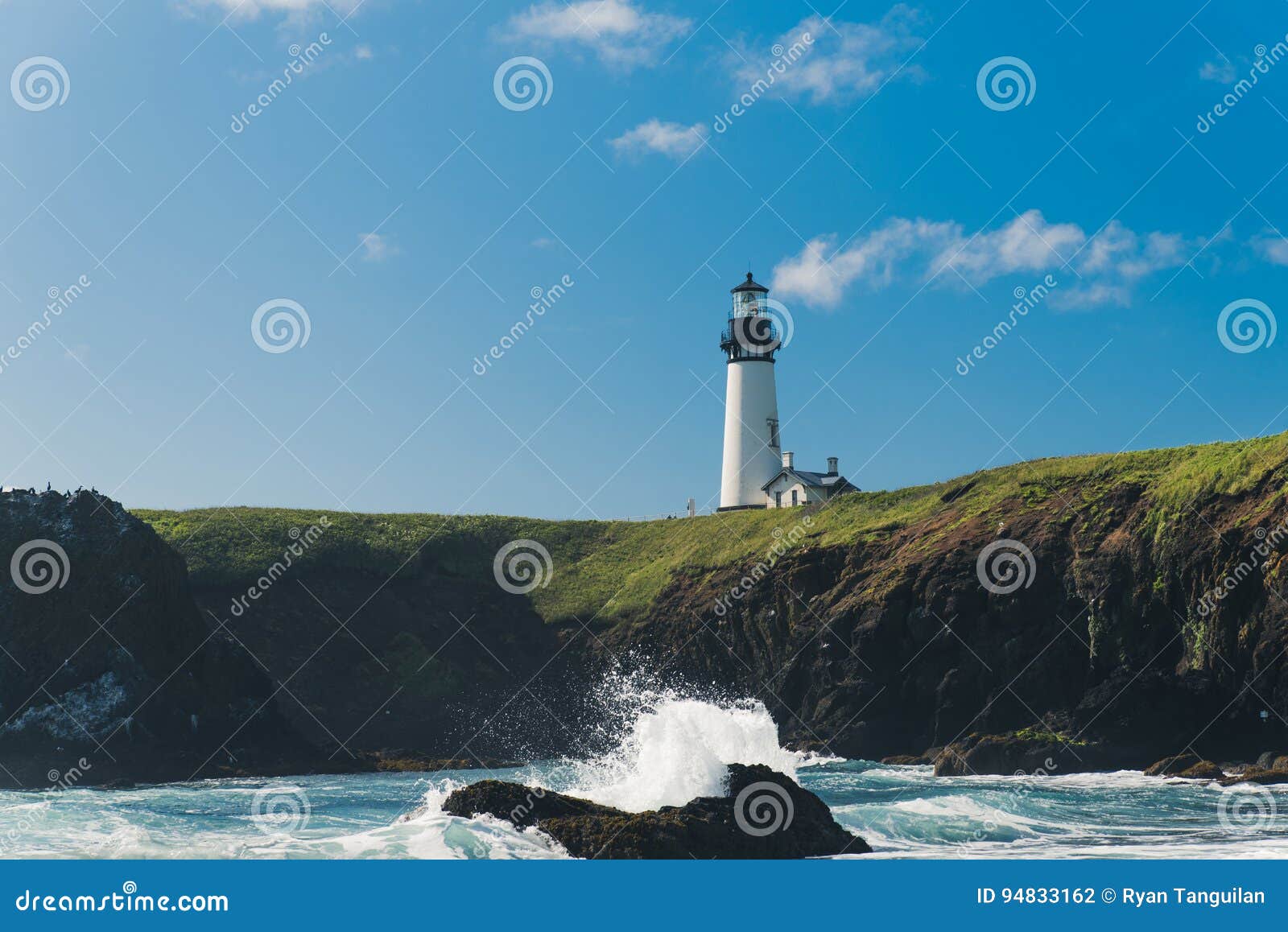 A Lighthouse Overlooking the Ocean. Stock Photo - Image of oregon ...