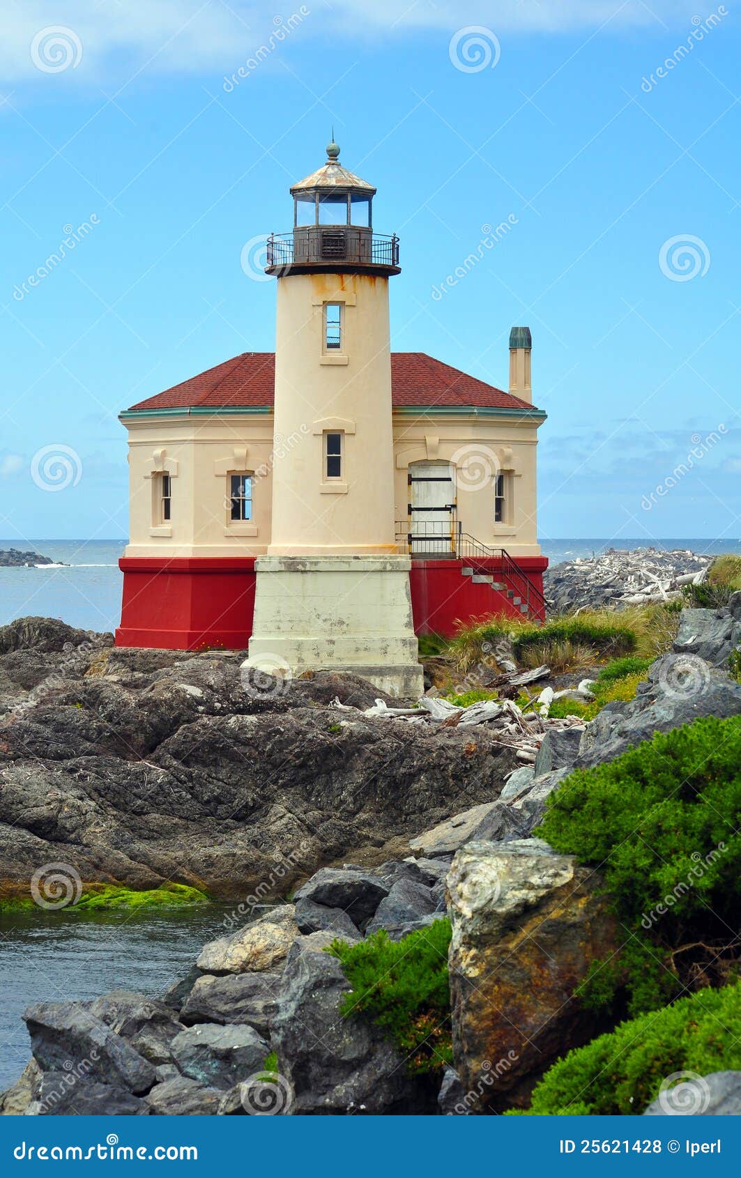 Lighthouse on the Pacific Coast Stock Photo - Image of wood, ocean ...