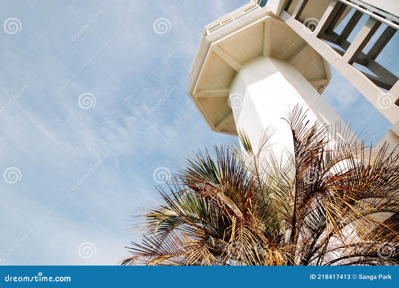Lighthouse And Palm Trees On The Sky Background Royalty-Free Stock ...