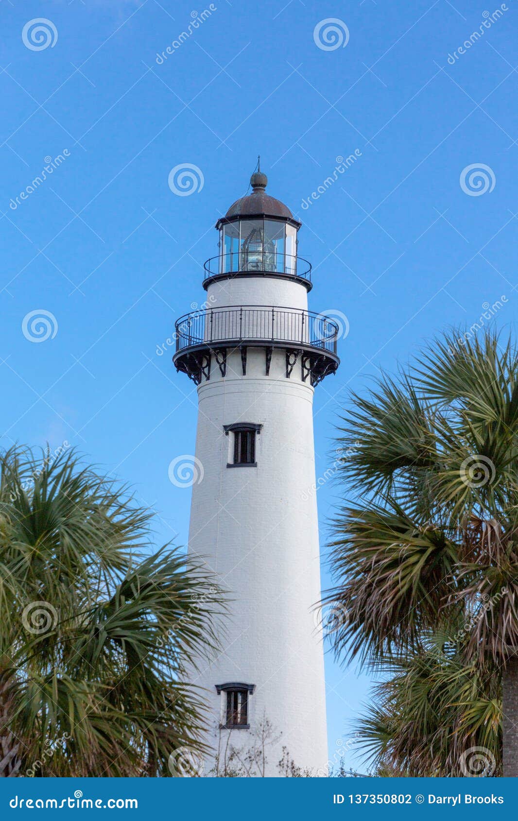 Lighthouse between Palm Trees Stock Photo - Image of simon, coastal ...