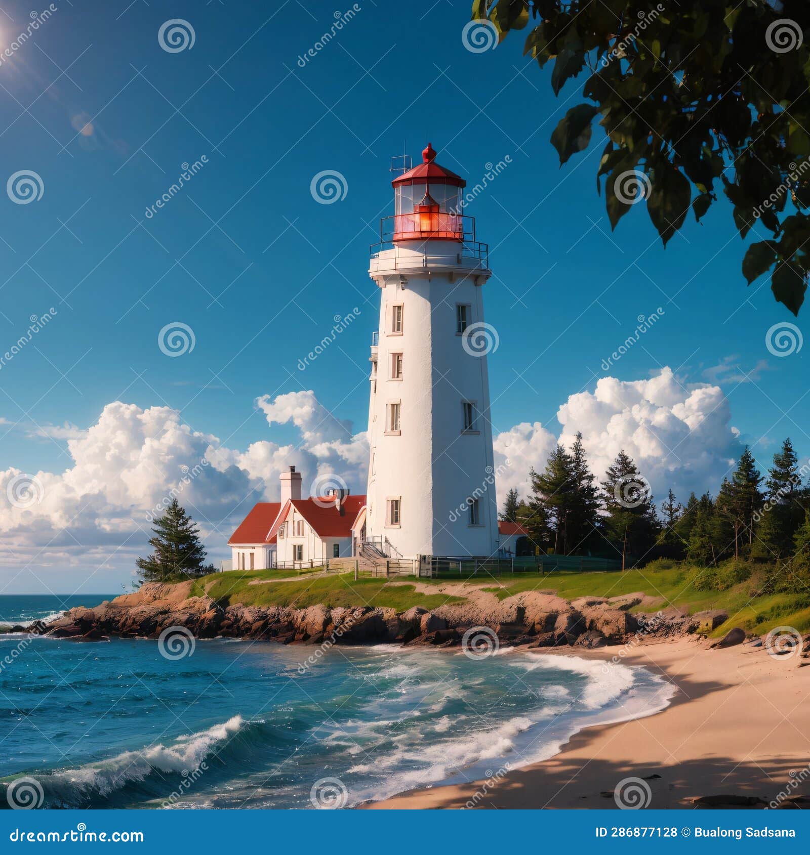 Lighthouse at Panmure Island, PEI in Spring Made with Generative AI ...