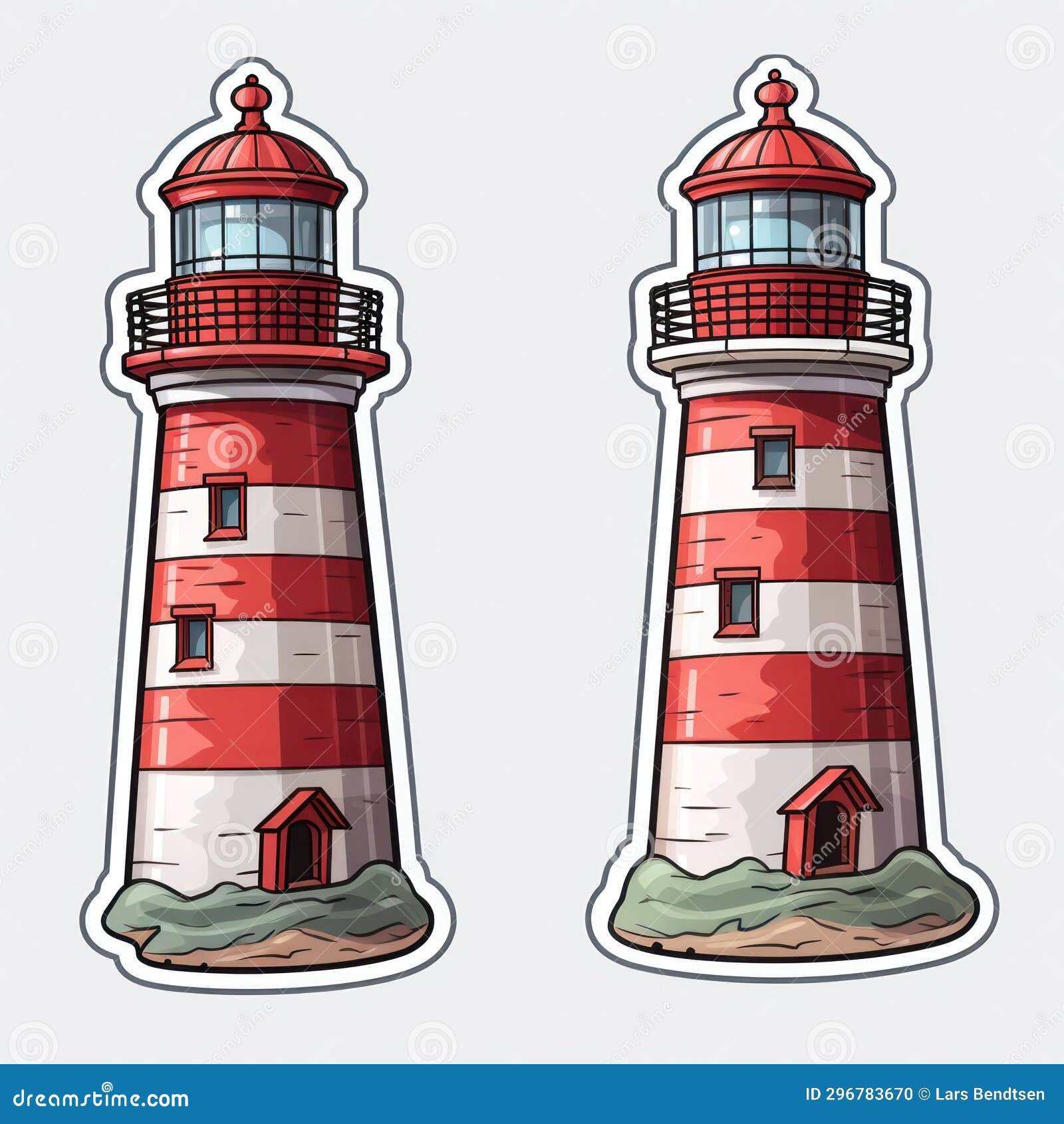 Lighthouse Paper Stickers on White Background - AI Generated Stock ...