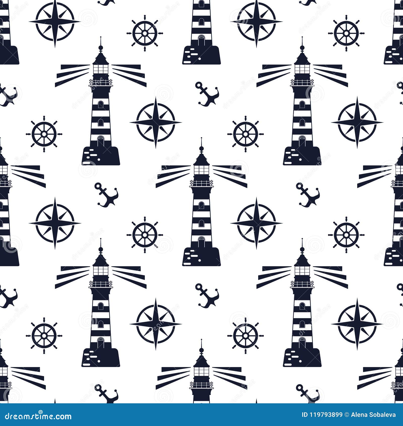 Lighthouse pattern stock vector. Illustration of guide - 119793899