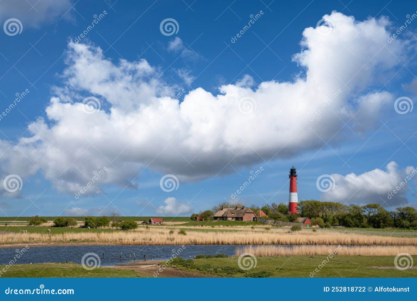 Lighthouse of Pellworm, North Frisia, Germany Stock Photo - Image of ...