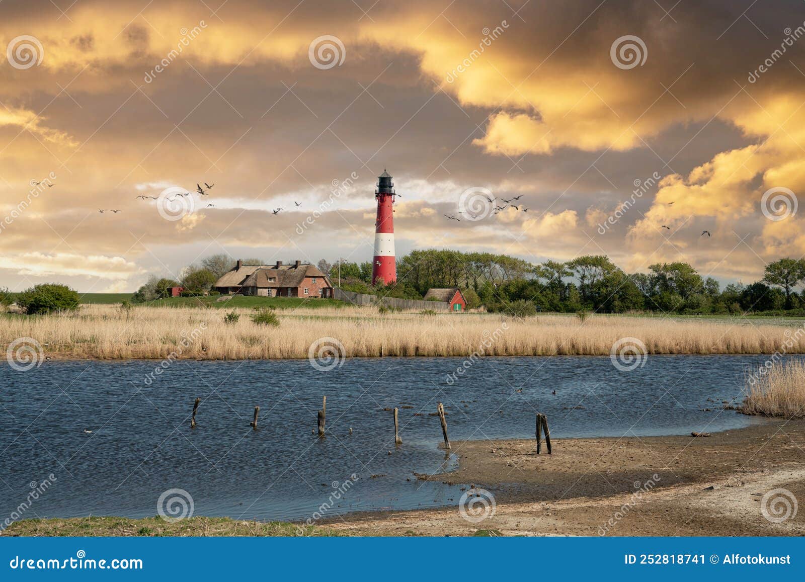 Lighthouse of Pellworm, North Frisia, Germany Stock Image - Image of ...
