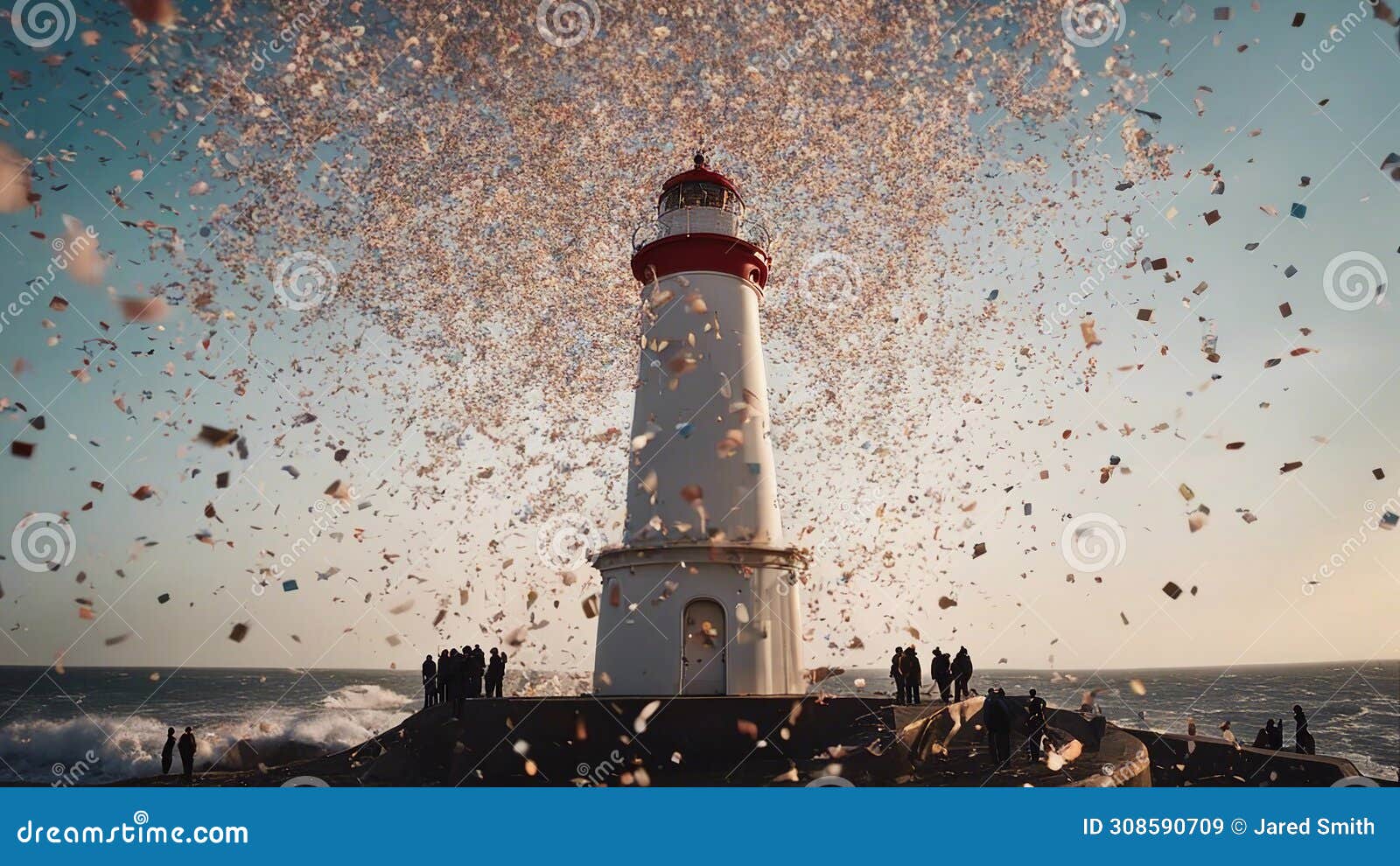 Lighthouse On The Pier Lighthouse Is Being Hit By A Large Wave Of ...