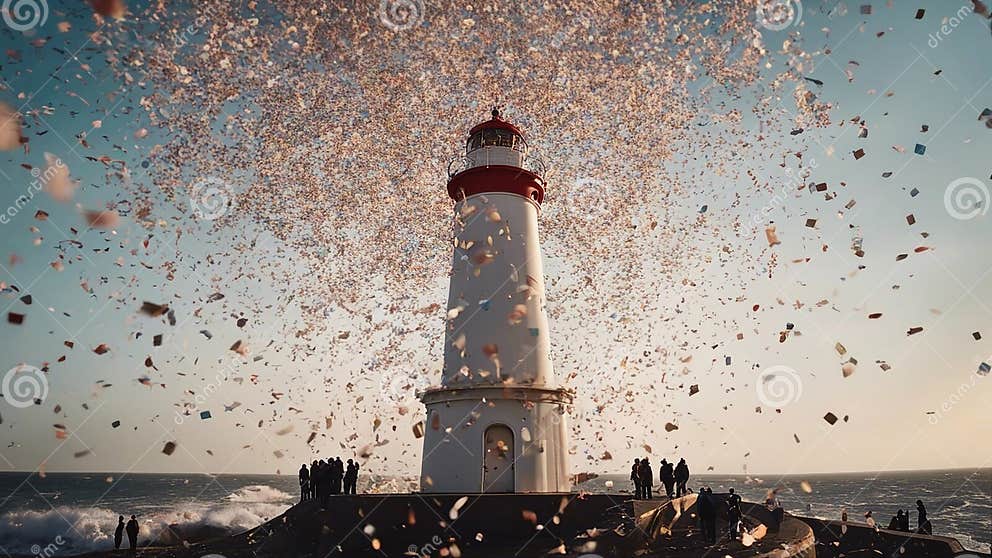 Lighthouse on the Pier Lighthouse is Being Hit by a Large Wave of ...