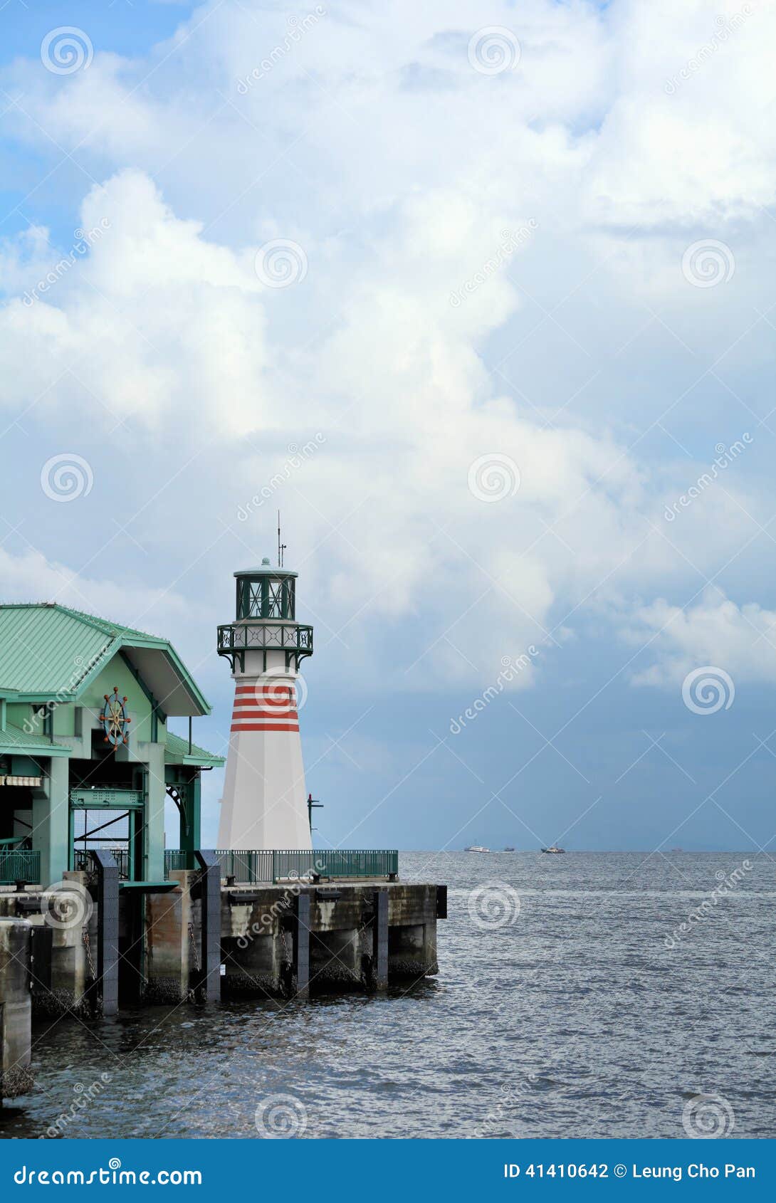 Lighthouse at pier stock photo. Image of beam, dusk, warning - 41410642