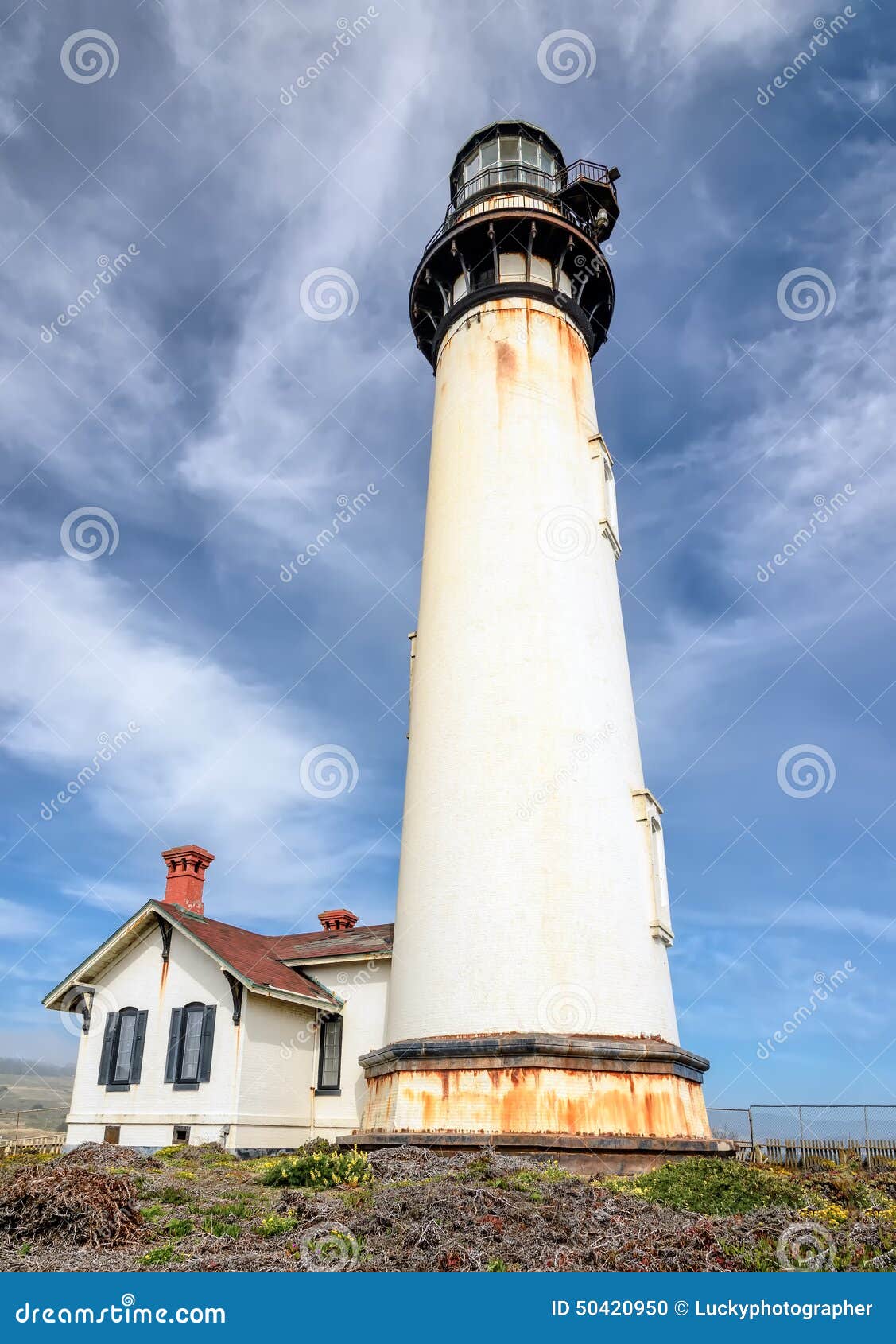 Lighthouse Pigeon Point, California Stock Photo - Image of look, sunset ...