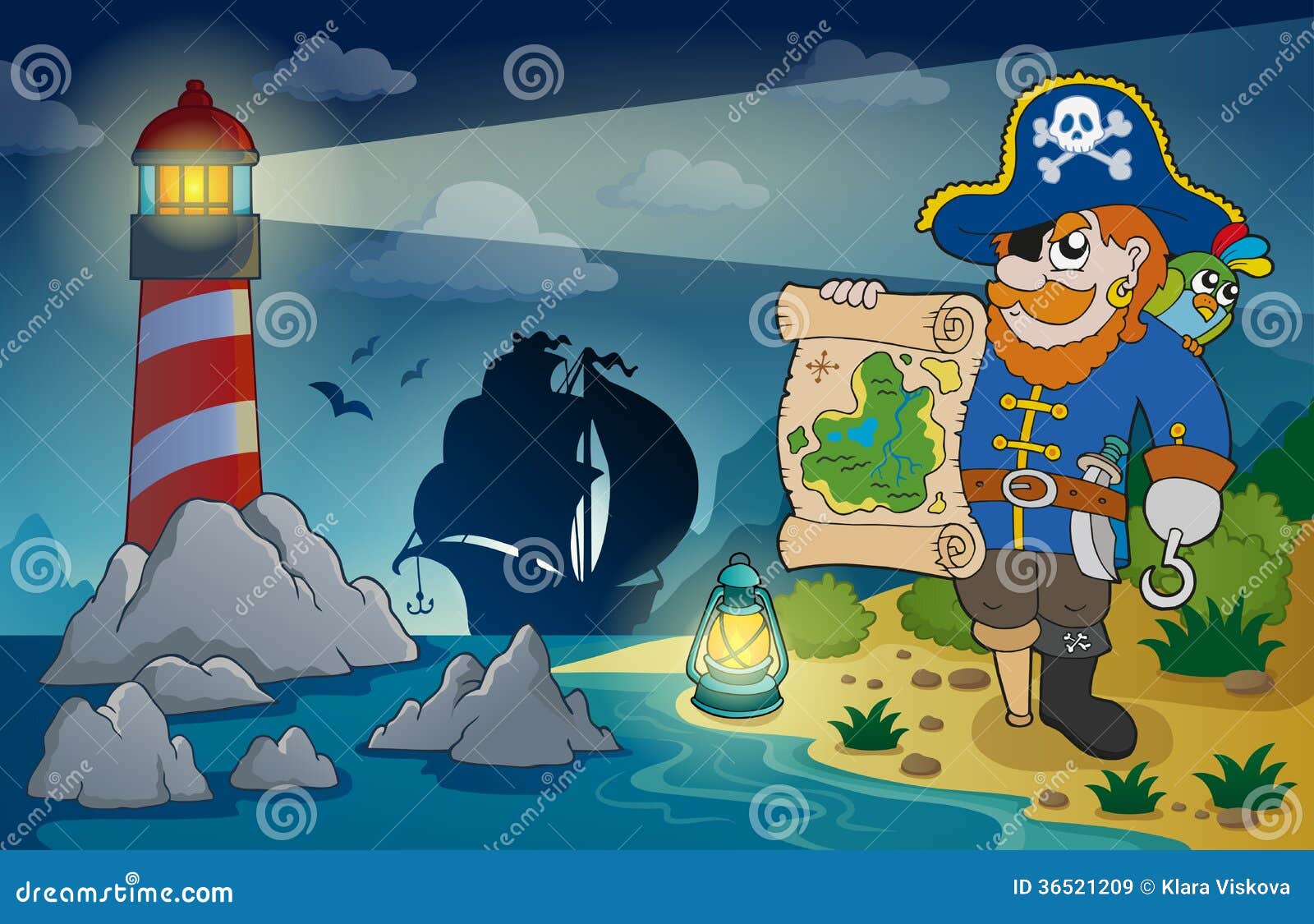 Lighthouse with Pirate Theme 2 Stock Vector - Illustration of sail ...