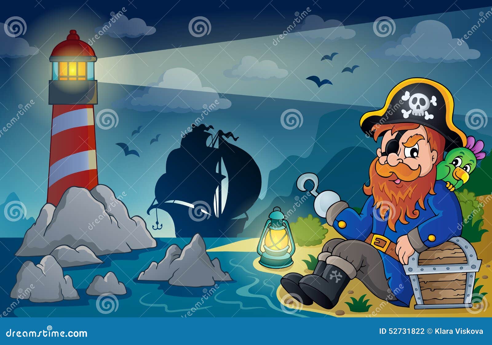 Lighthouse with Pirate Theme 5 Stock Vector - Illustration of hook ...