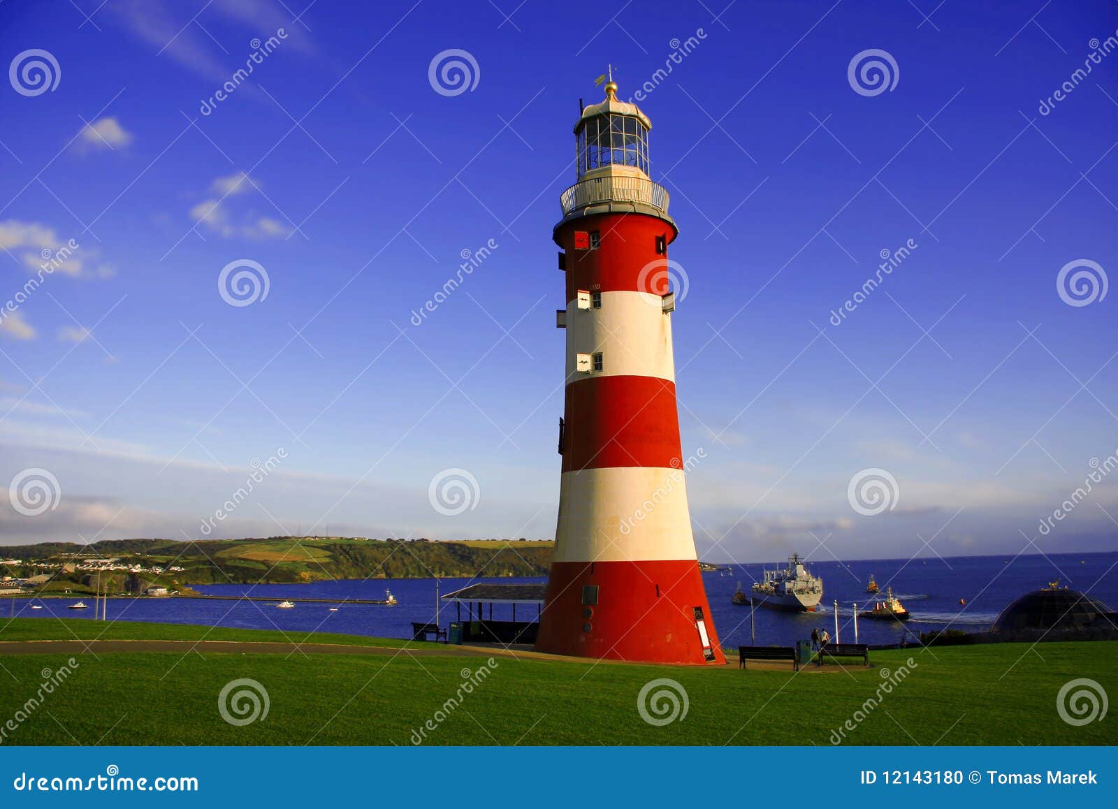 Lighthouse, Plymouth, UK stock photo. Image of beam, coast - 12143180