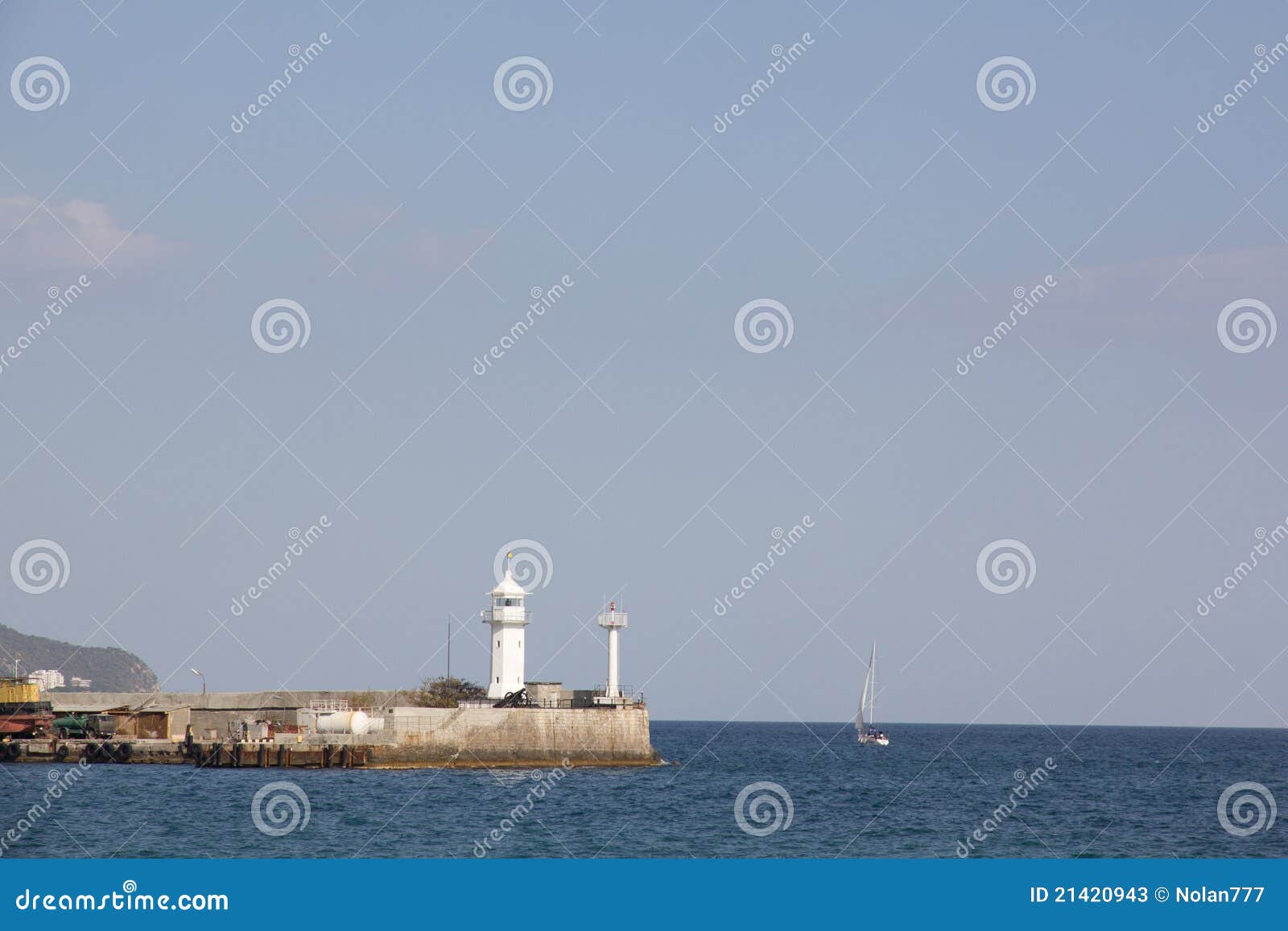 Lighthouse in the port stock image. Image of protection - 21420943