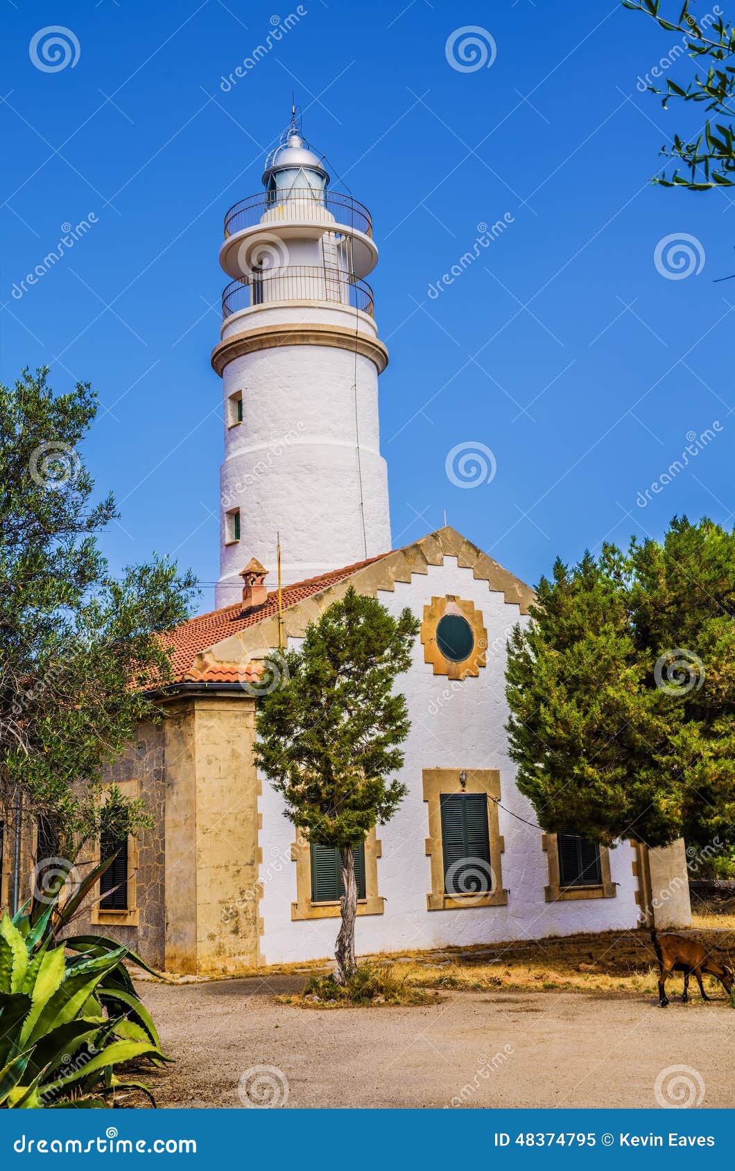Lighthouse at Port De Soller in Majorca Stock Image - Image of warning ...