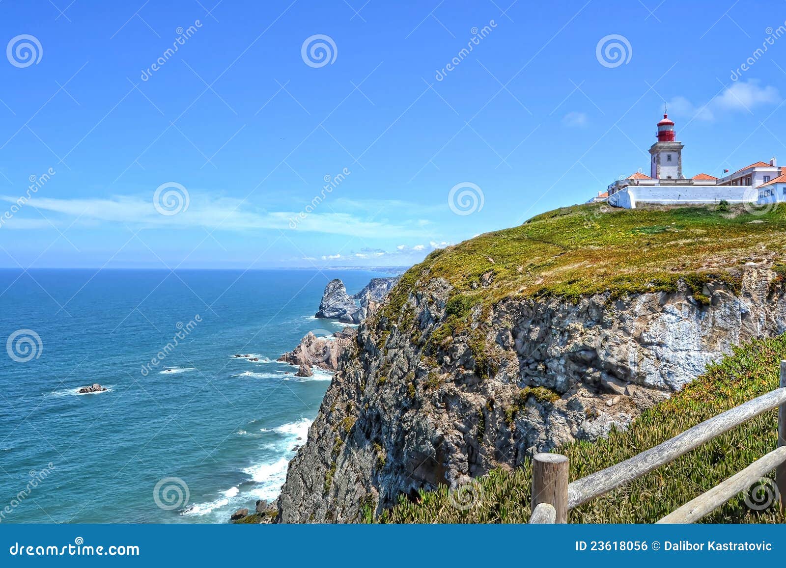 Lighthouse in Portugal stock photo. Image of hills, cliff - 23618056