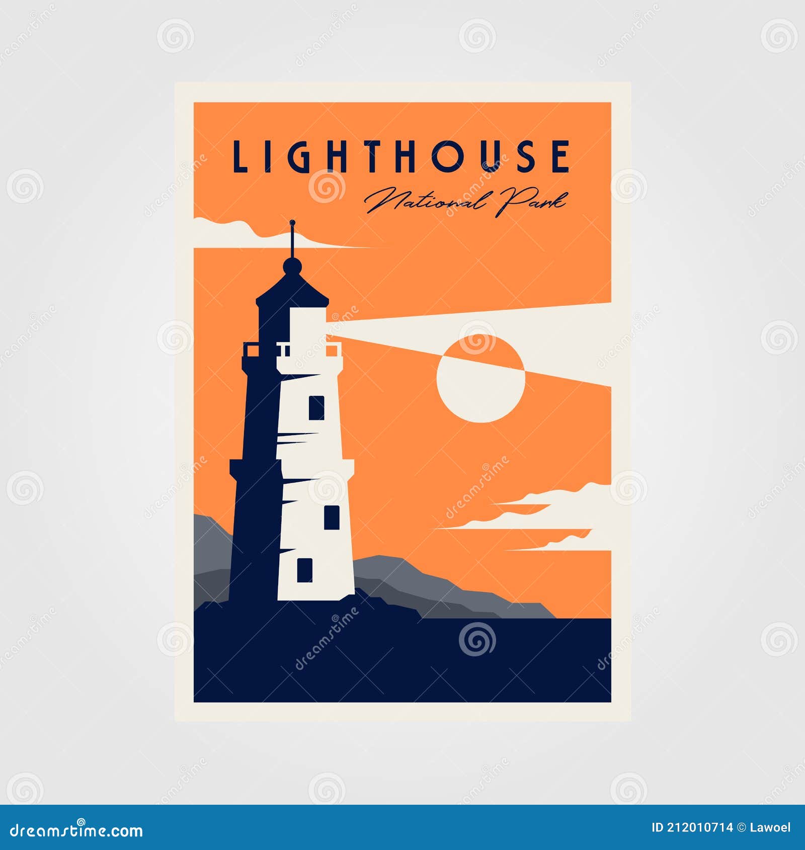 Minimal Set Of Lighthouse, Inventory Checklist And Delivery Man Line ...