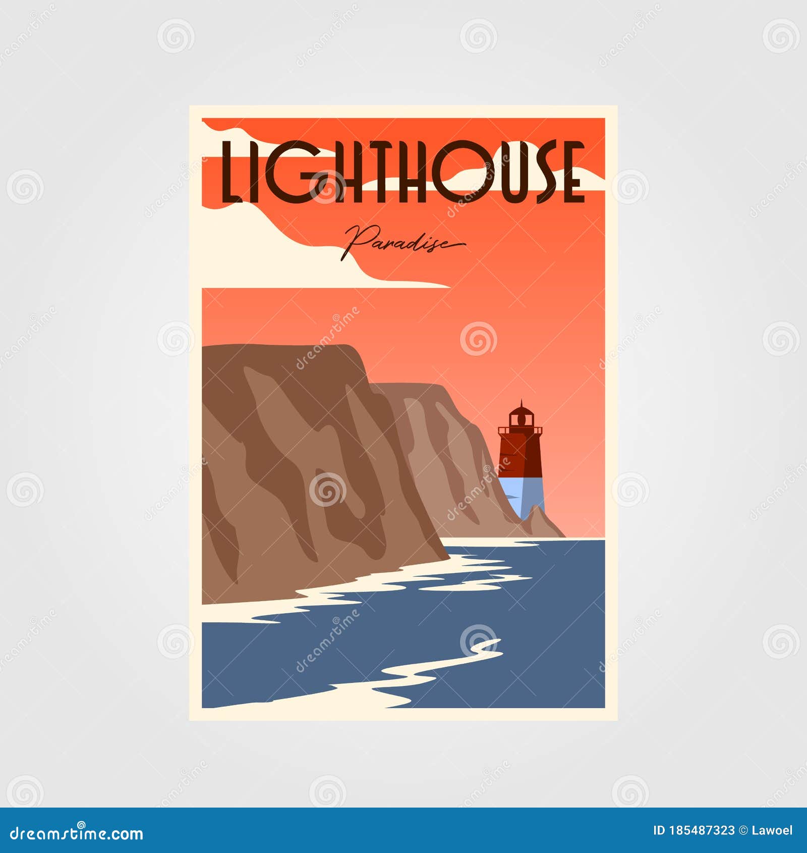 Lighthouse Poster Vintage Minimalist Illustration Design Stock Vector ...