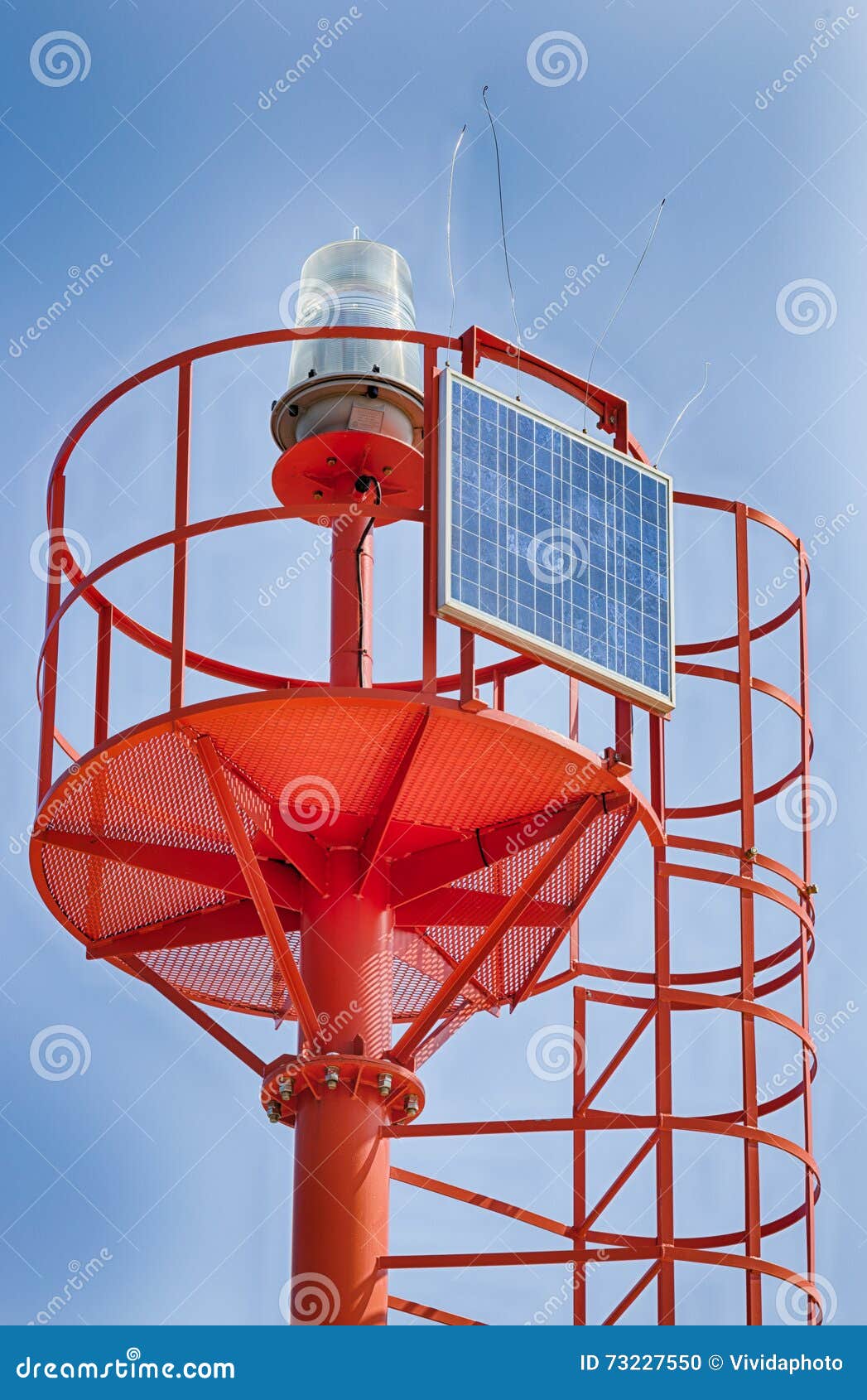 Lighthouse Powered by Solar Panel Stock Photo - Image of metal, panel ...