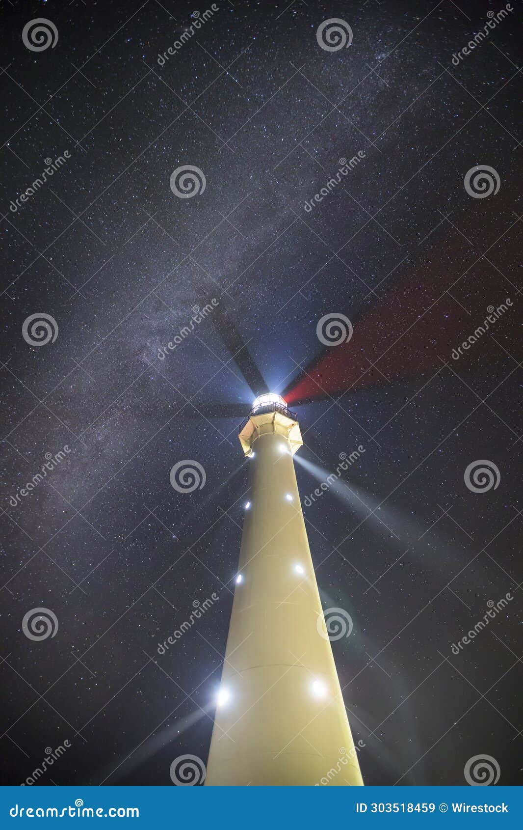 A Lighthouse with Red and White Lights on it S Face Stock Image - Image ...