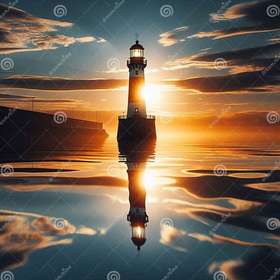 Lighthouse Reflection a Reflection of a Lighthouse on Stock Image ...