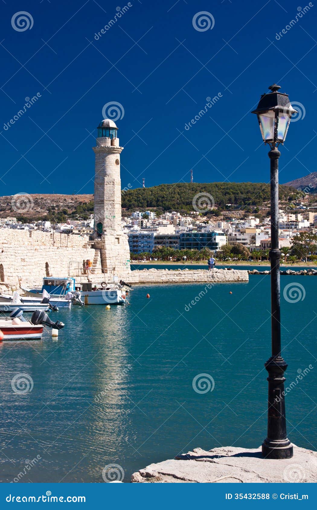 Lighthouse in Rethymnon, Crete, Greece Stock Photo - Image of coast ...