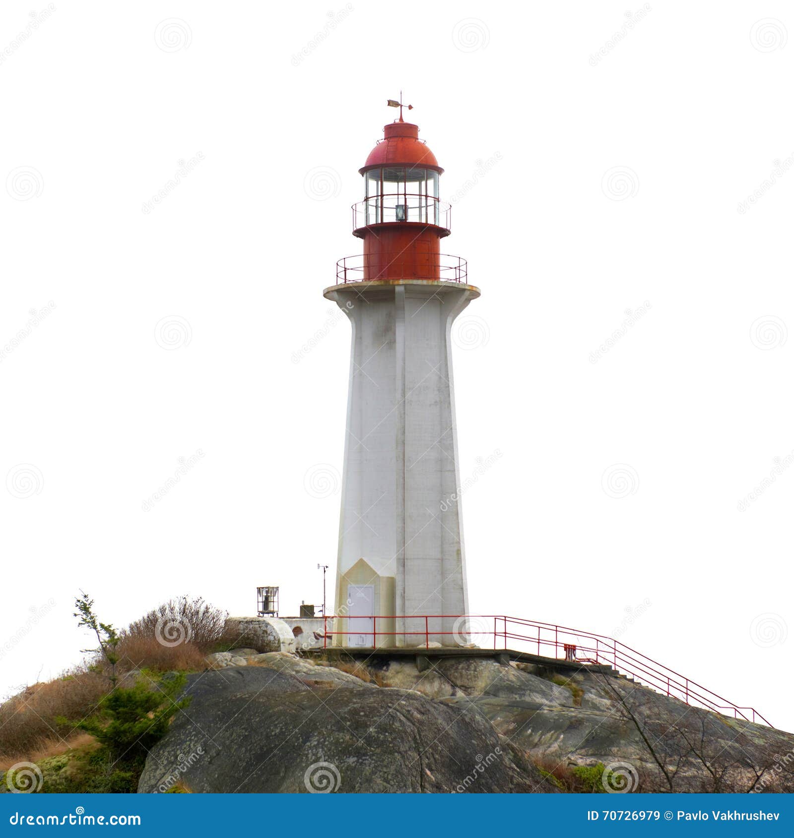 Lighthouse on the rock stock image. Image of isolated - 70726979
