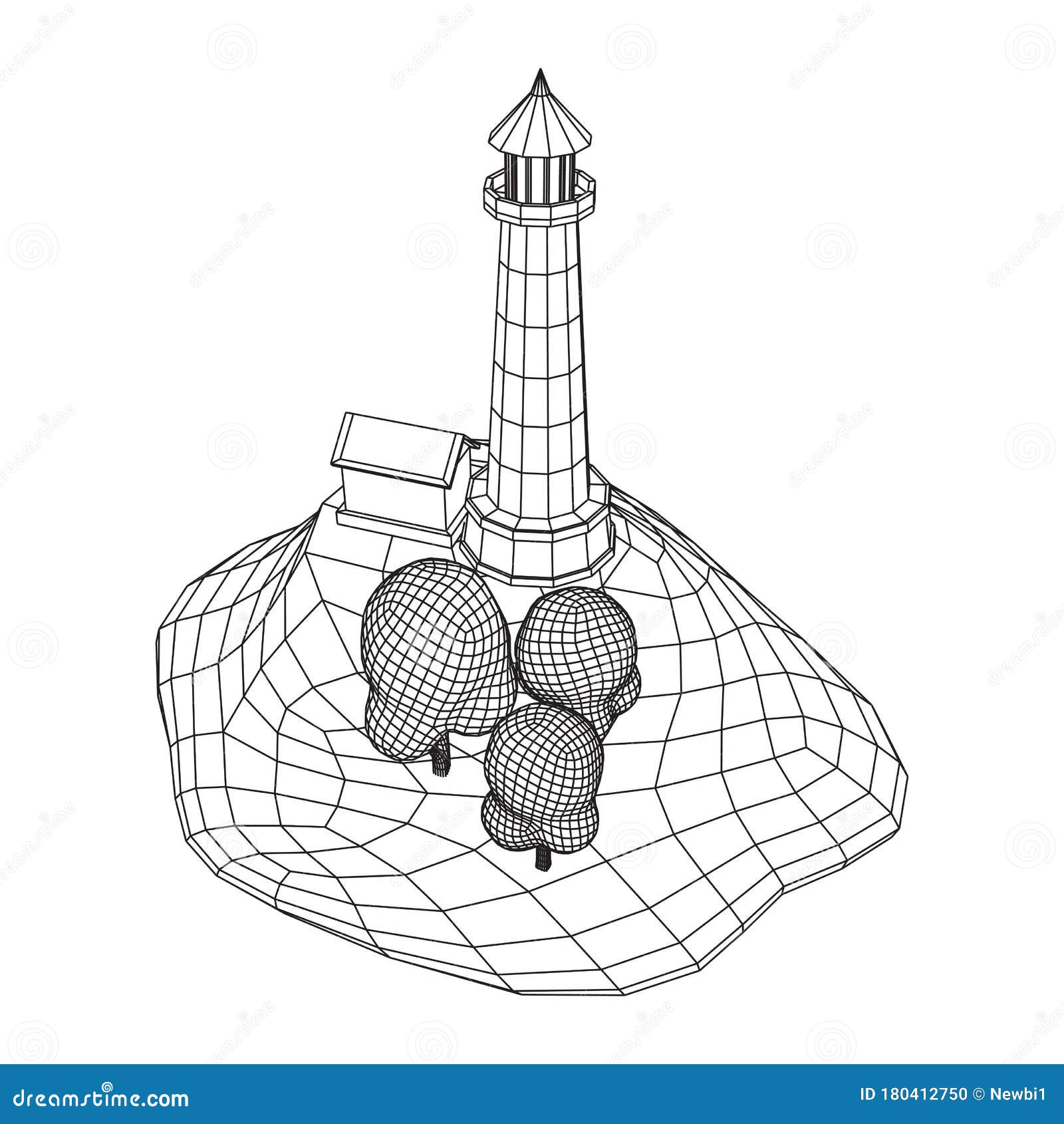 Lighthouse on Rock Stones Island Landscape Stock Vector - Illustration ...