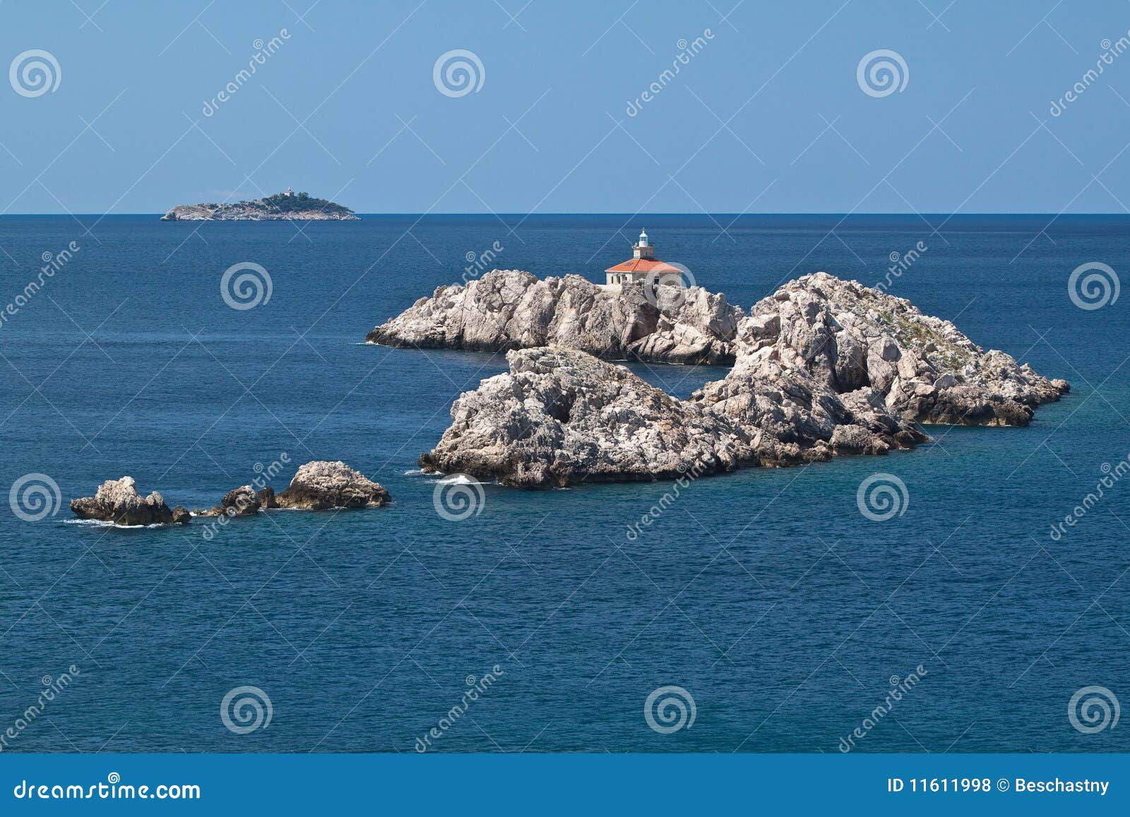 Lighthouse on the Rocks, Adriatic Sea, Croatia Stock Photo - Image of ...