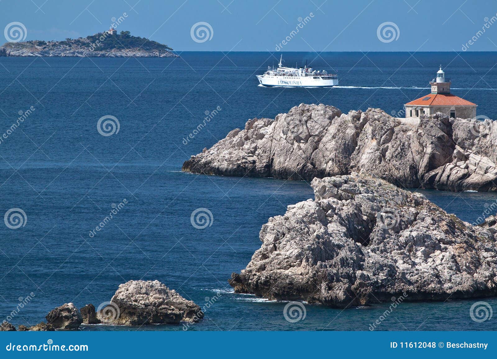 Lighthouse on the Rocks, Adriatic Sea, Croatia Stock Photo - Image of ...