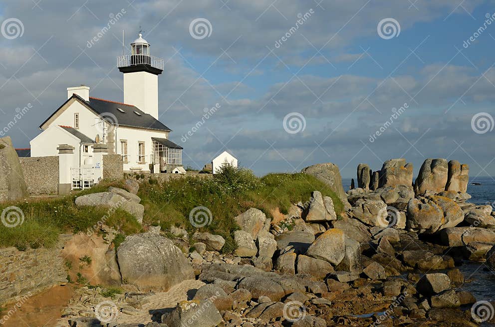 Lighthouse on Rocks Surrounded by Giant Stones Stock Image - Image of ...