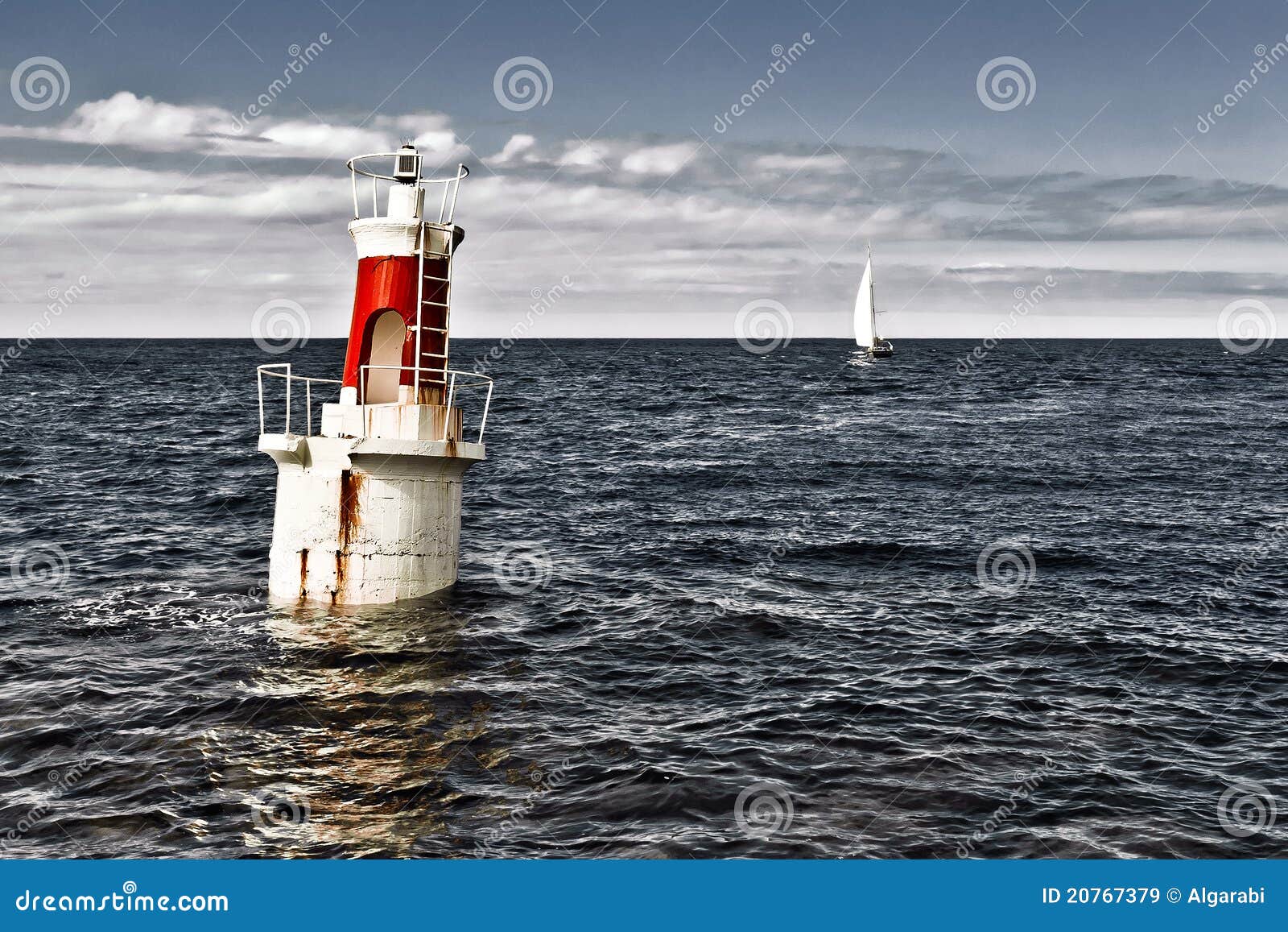 The Lighthouse and the Sail Stock Image - Image of blue, cloudy: 20767379